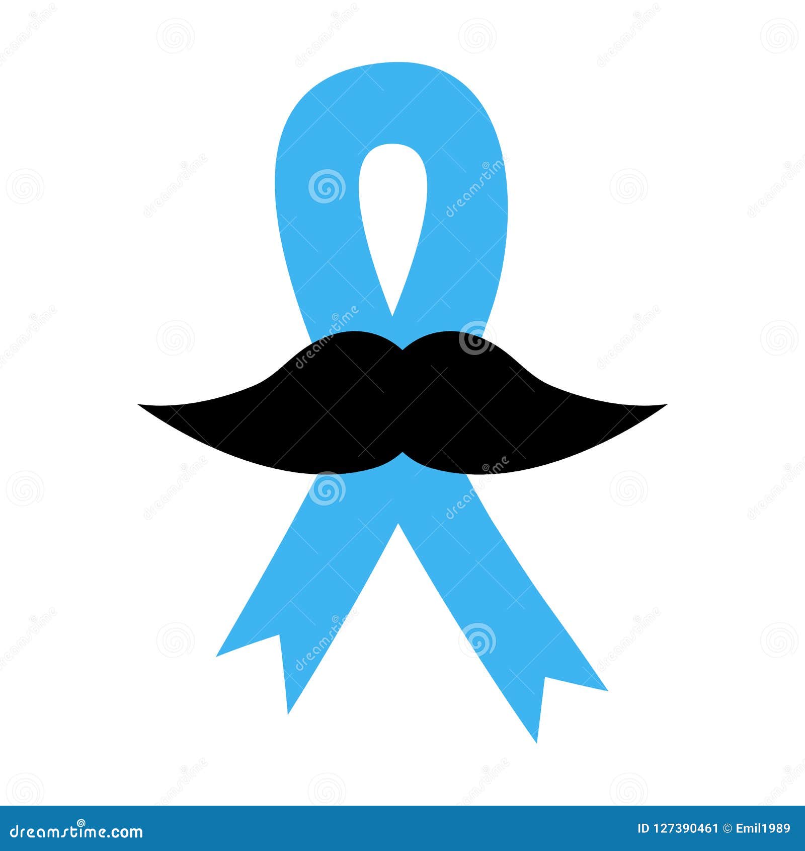 Movember. Blue Ribbon and Mustache Stock Vector - Illustration of ...