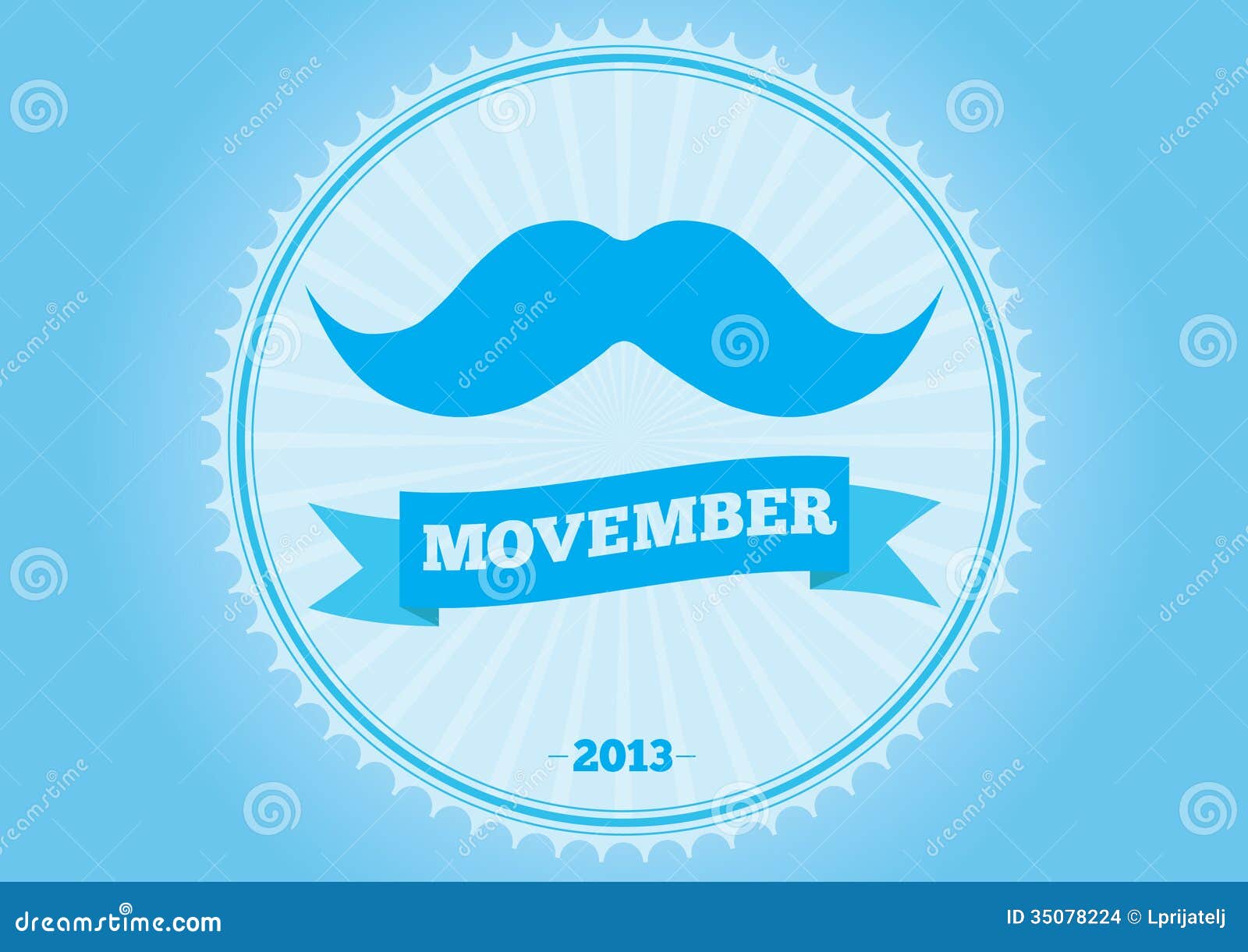 Movember Mustache Logo Badge Stock Illustration - Illustration of ...