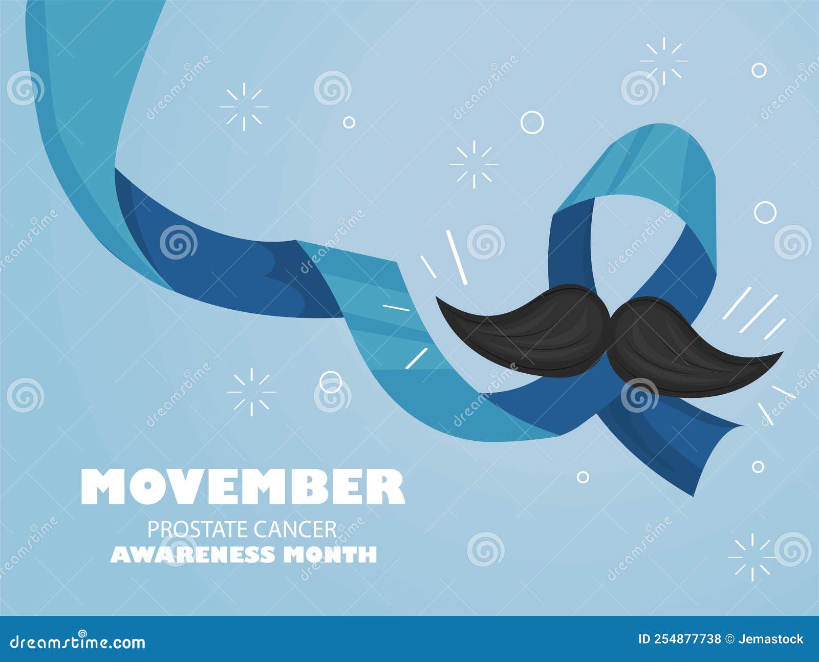 Movember Ribbon and Mustache Stock Vector - Illustration of prostate ...