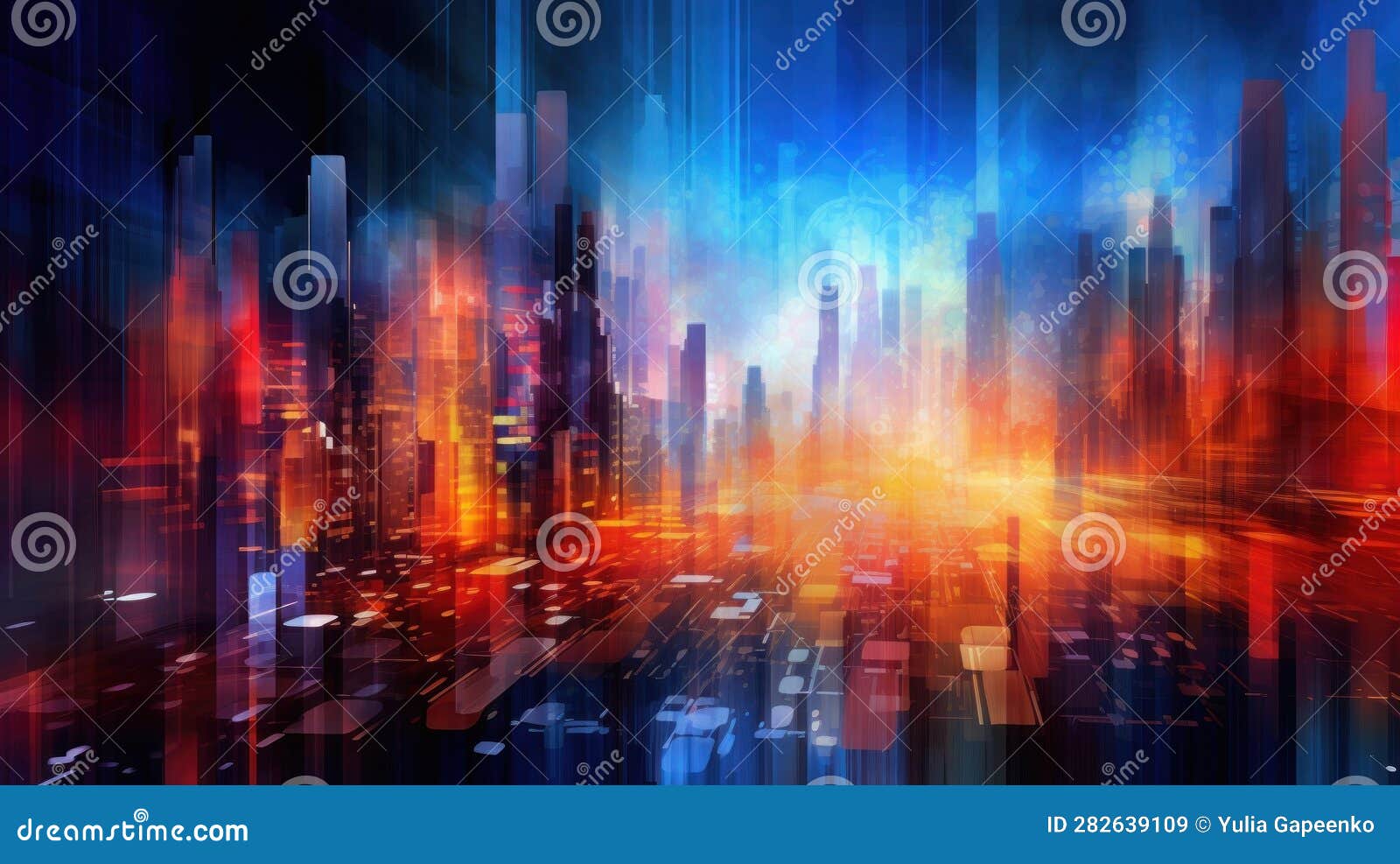 Movement and Activity Merging Together in a Striking Way. Illustration ...