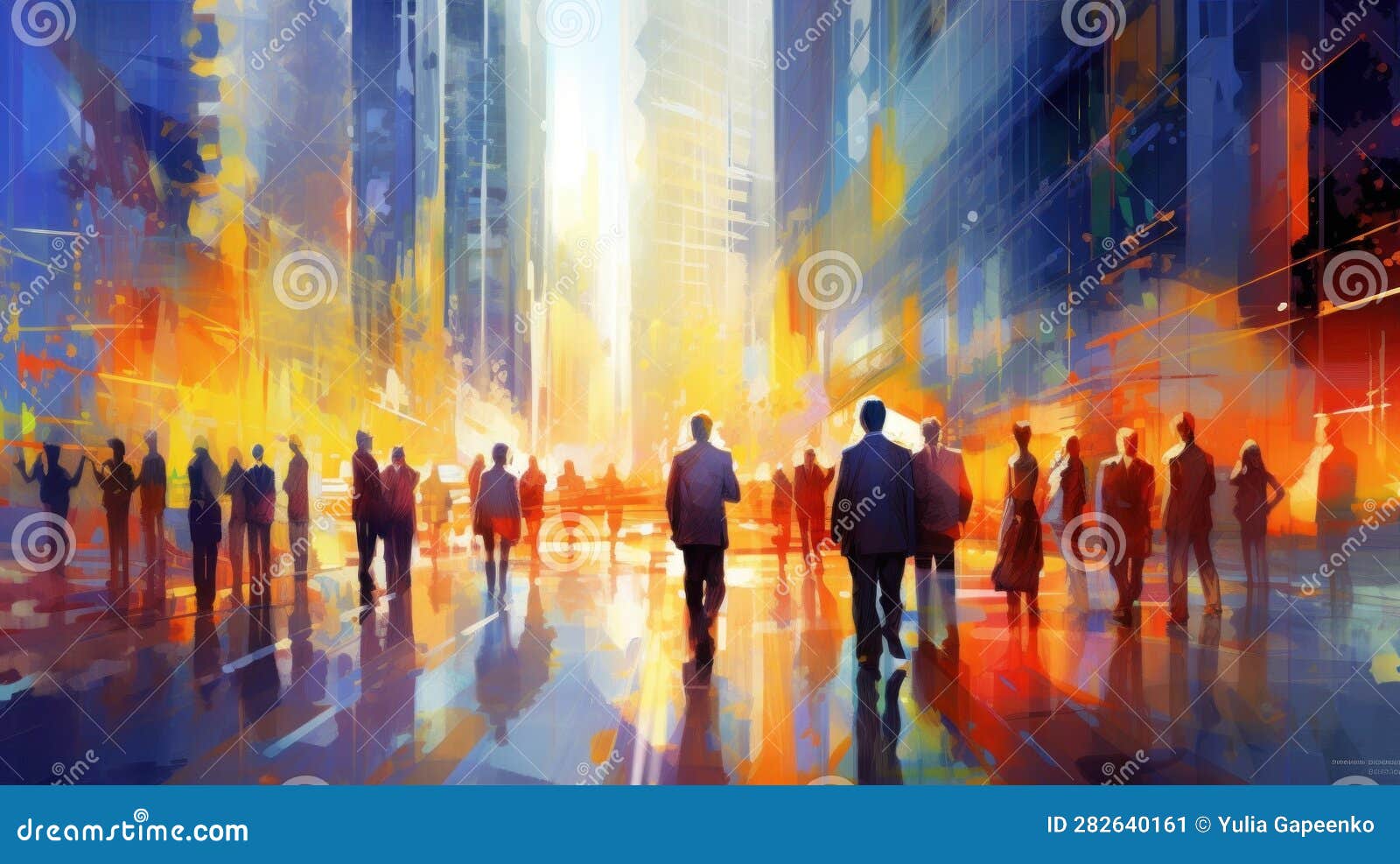 Movement and Activity Merging Together in a Striking Way. Illustration ...