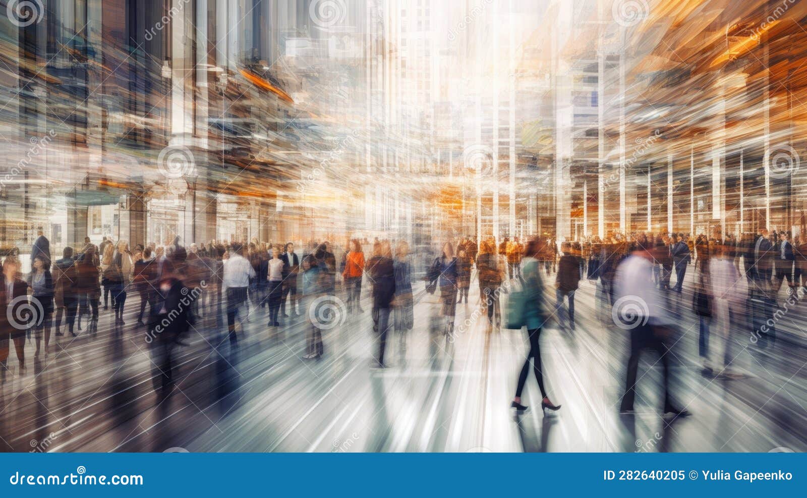 Movement and Activity Merging Together in a Striking Way. Illustration ...