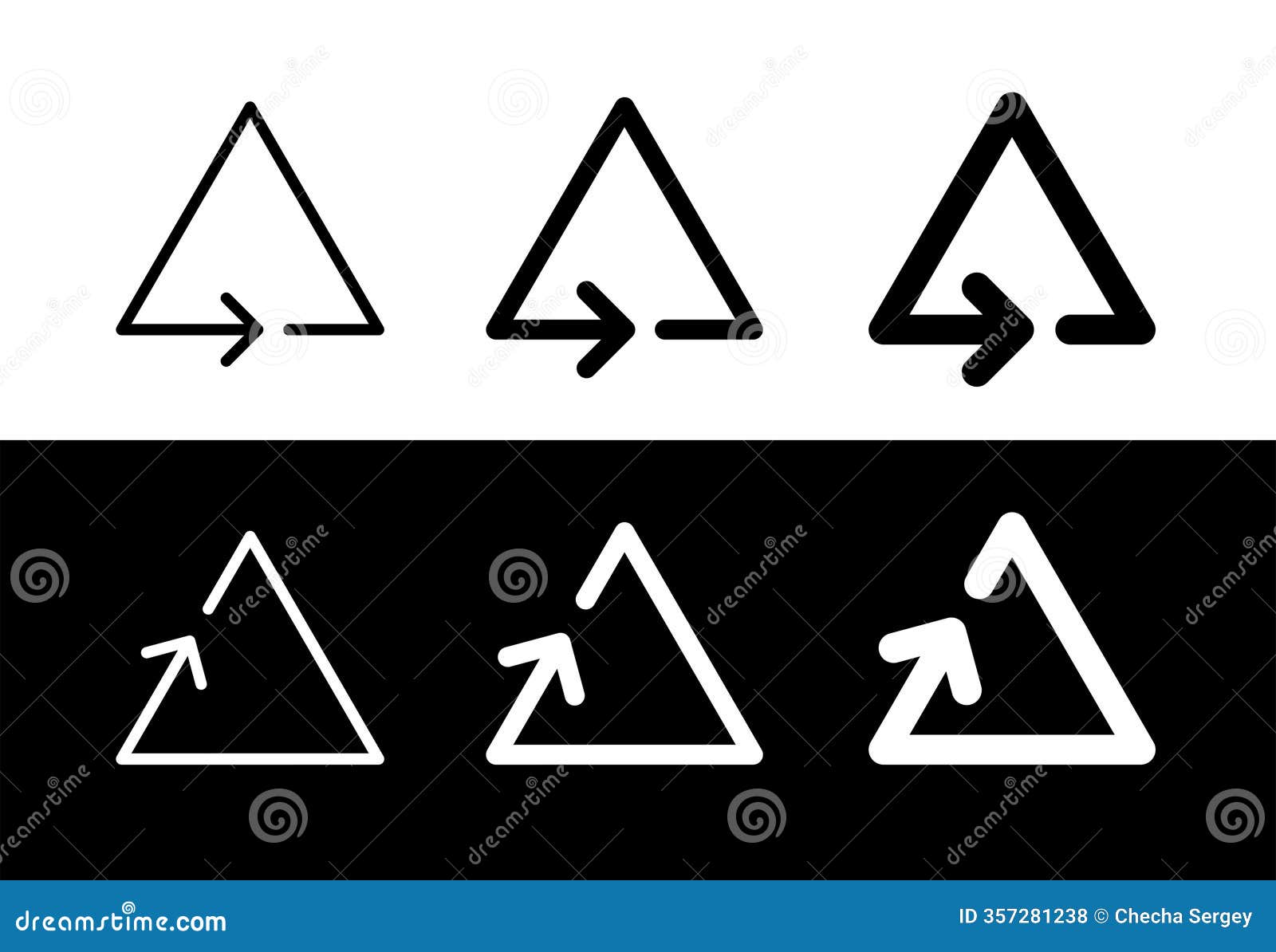 Rotation of the Arrow in the Triangle Icon. Symbol of Movement or ...