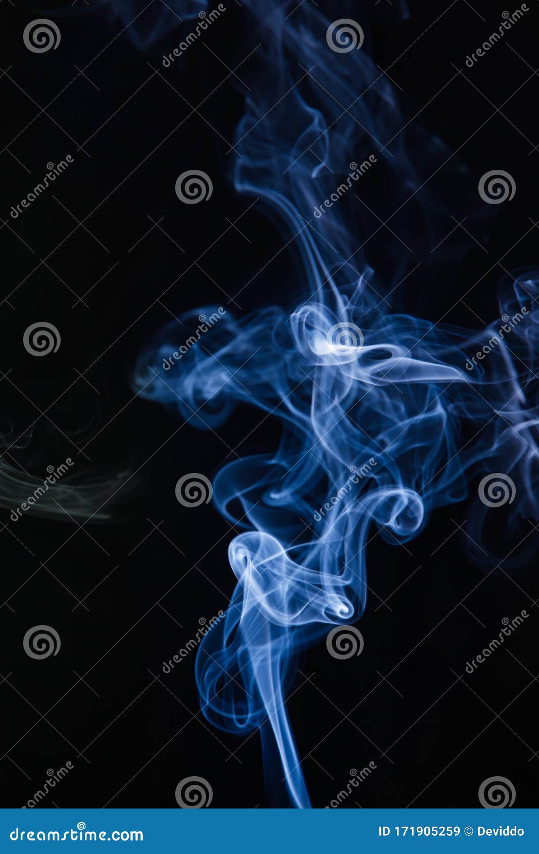 Blue Smoke on Black Background Stock Image - Image of curve, fragrance ...