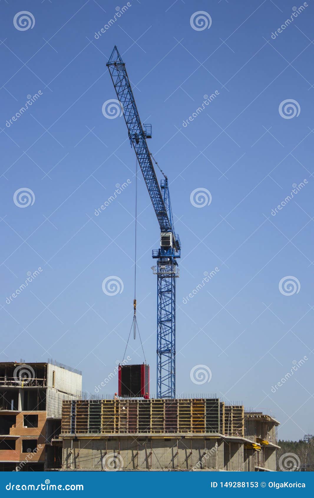 Movement of Cargo by a Construction Crane. the Crane Materials Floor ...