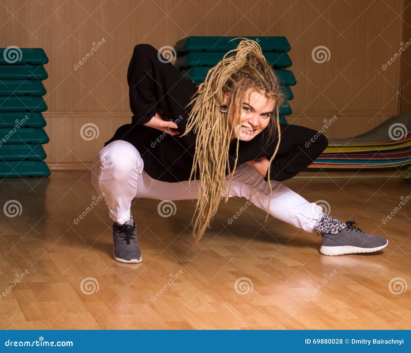 In Movement is Dancer with Dreadlocks Stock Photo - Image of emotion ...