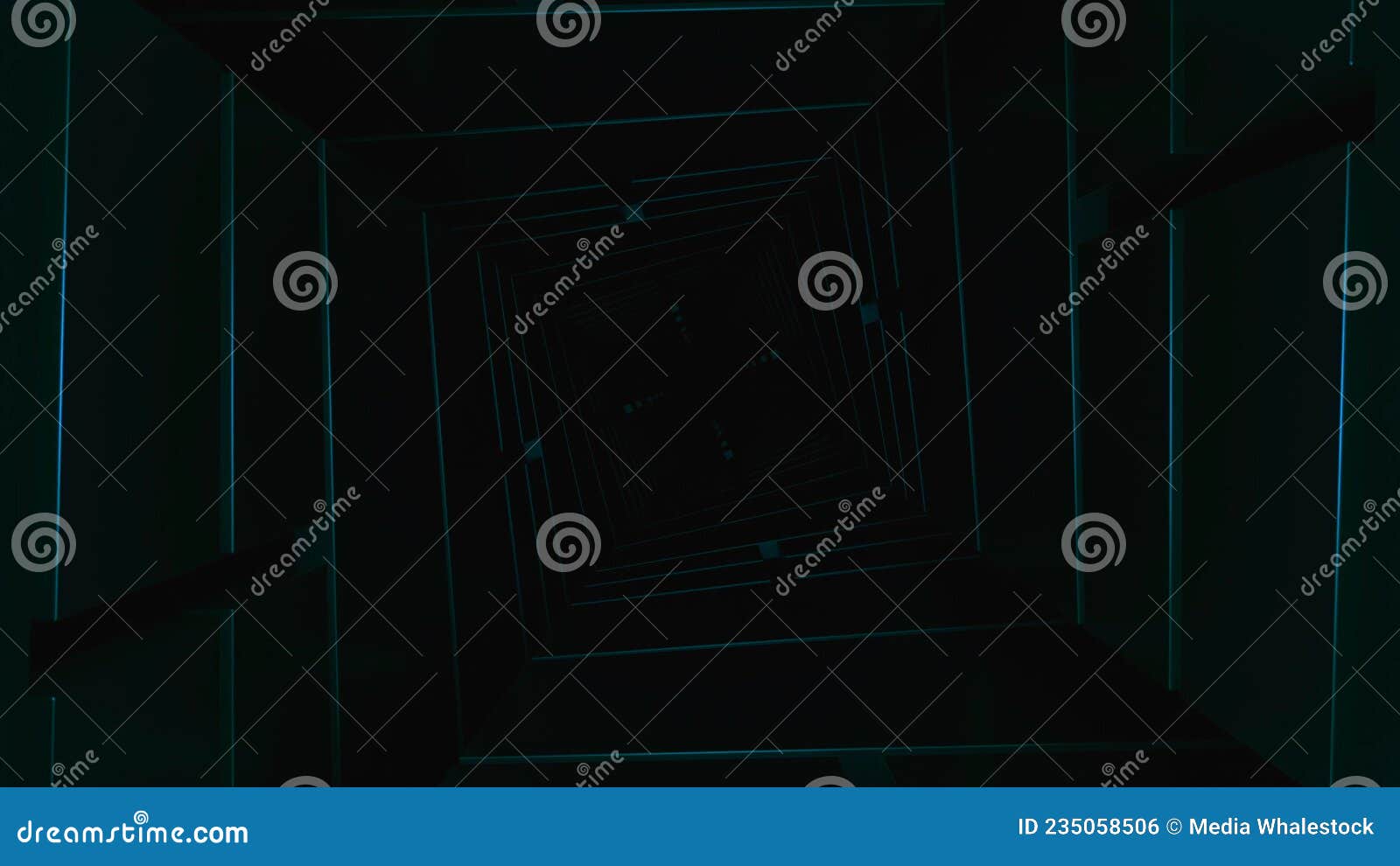 Movement in Dark Square Tunnel. Design. Dive Down Gloomy Square Tunnel ...