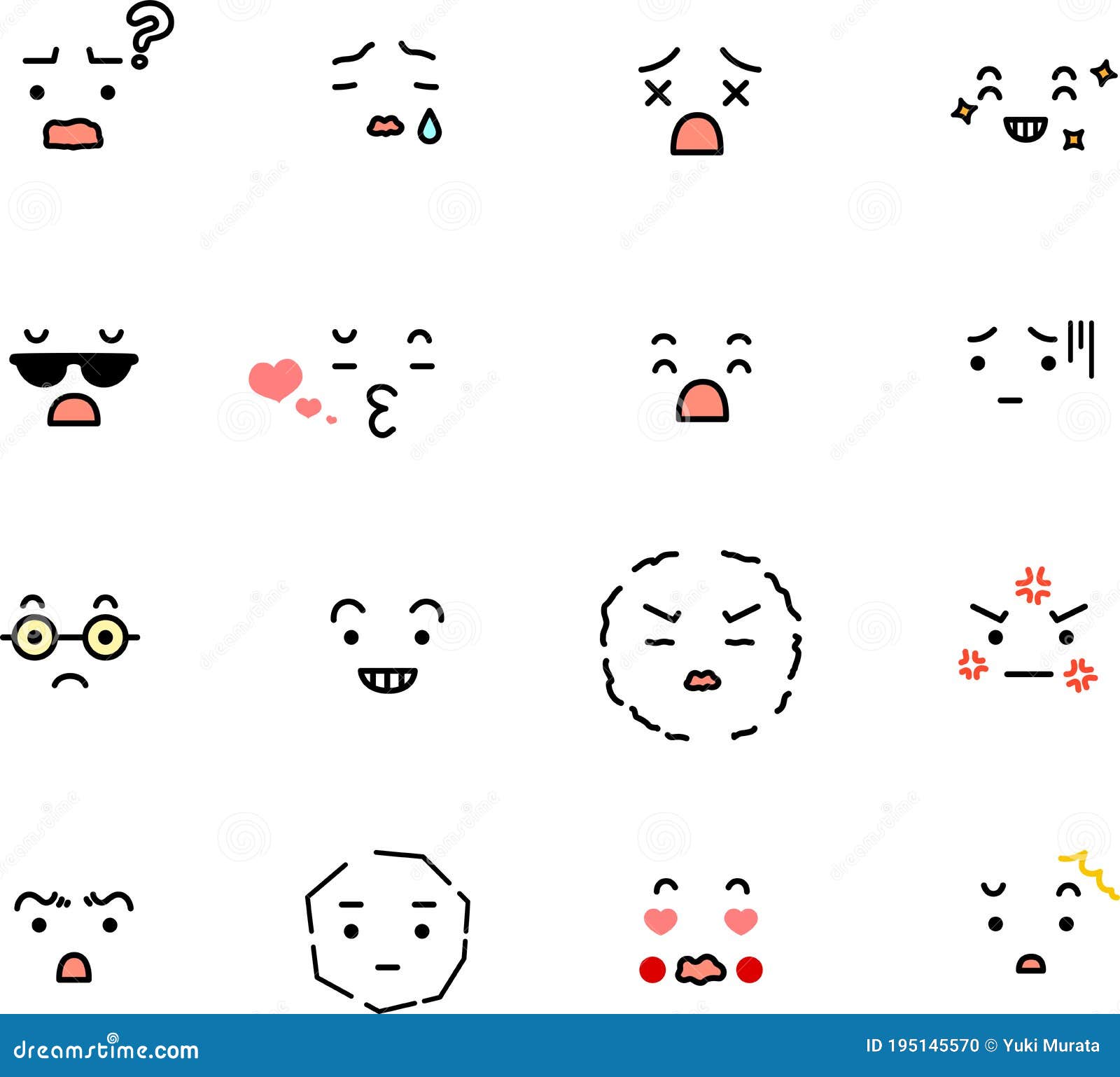 Movement of Emotion Face Icon Set Stock Vector - Illustration of facial ...