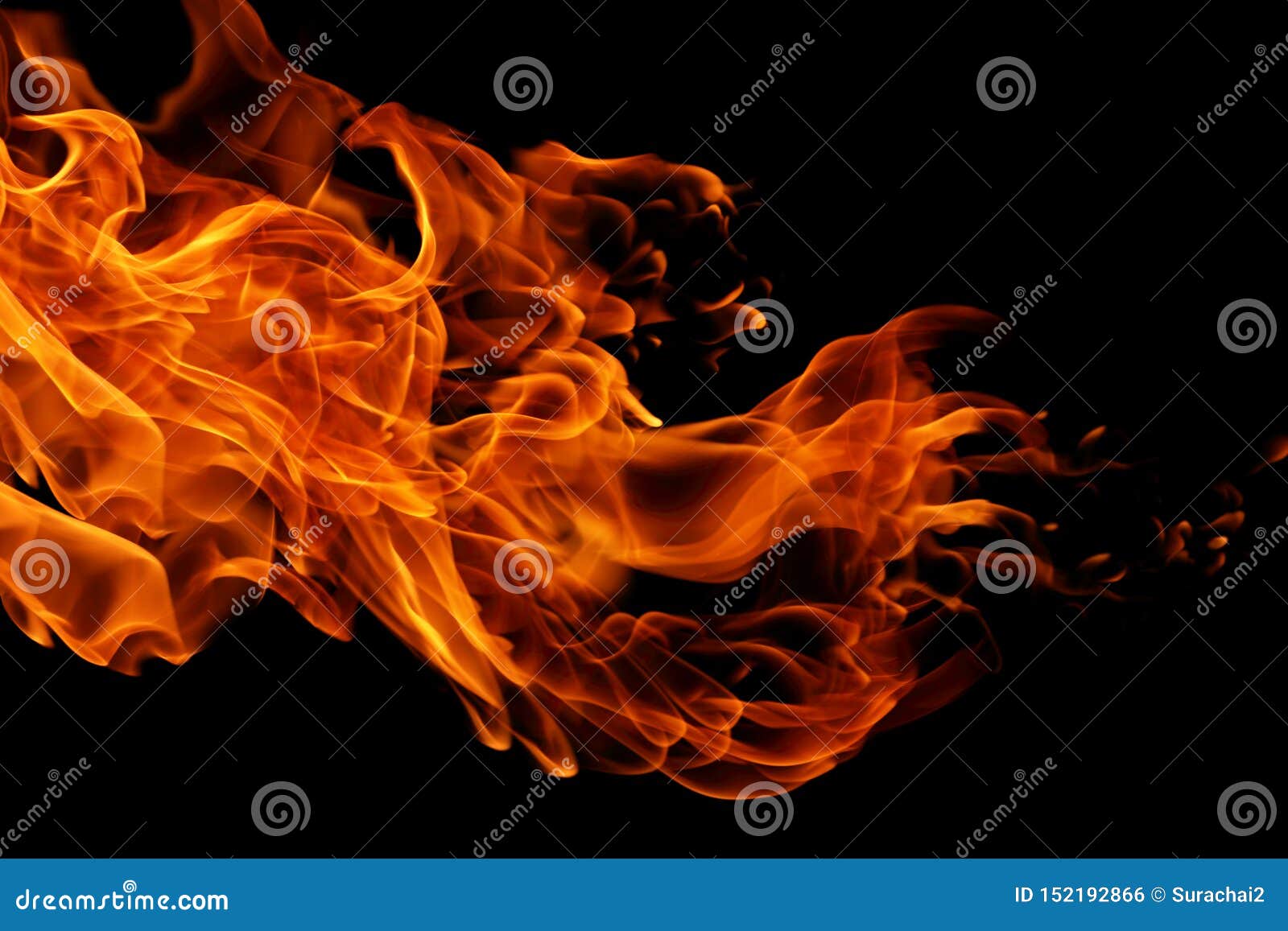 Movement of Fire Flames Isolated on Black Background Stock Photo ...