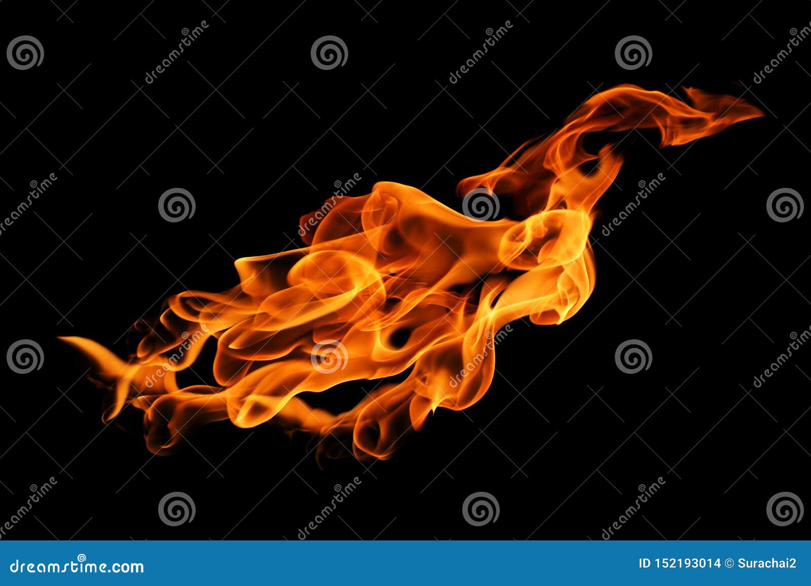 Movement of Fire Flames Isolated on Black Background Stock Photo ...