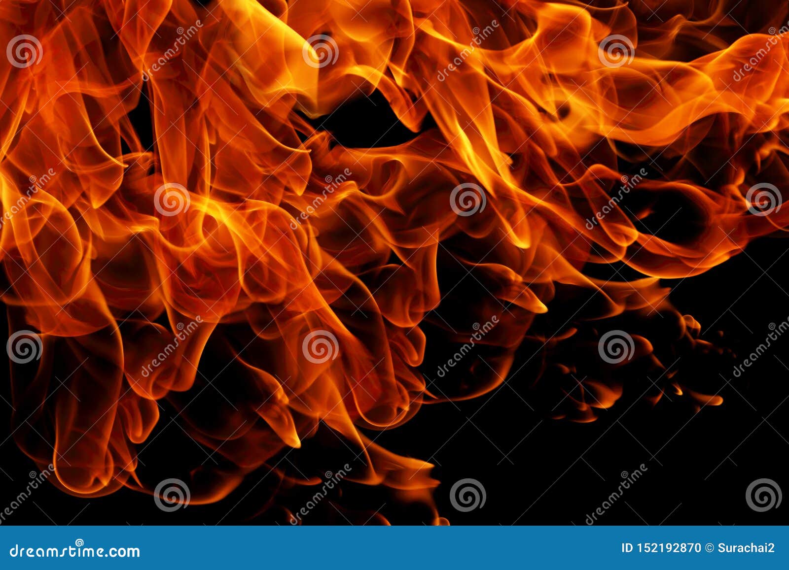 Movement of Fire Flames Isolated on Black Background Stock Photo ...