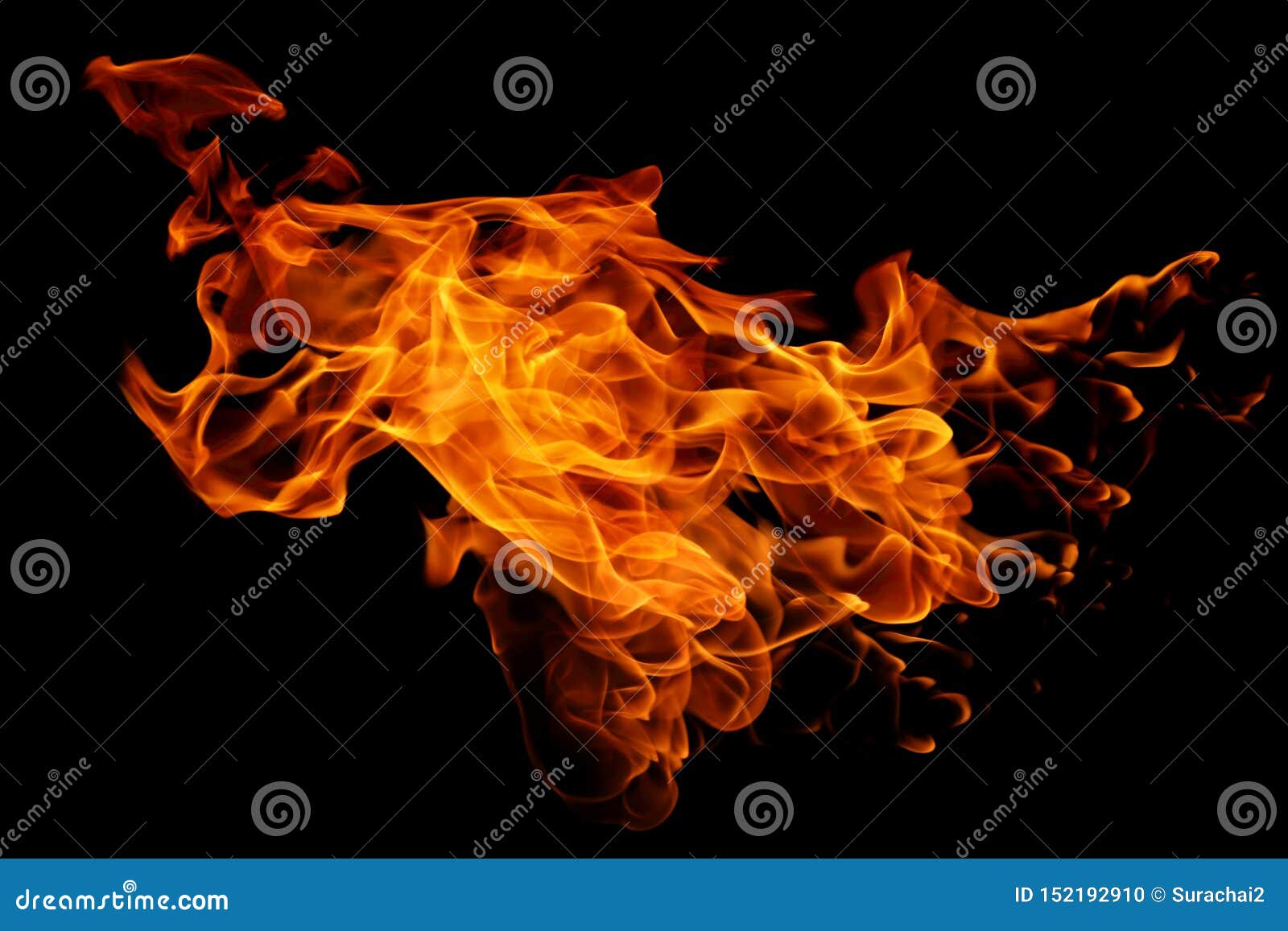 Movement of Fire Flames Isolated on Black Background Stock Photo ...