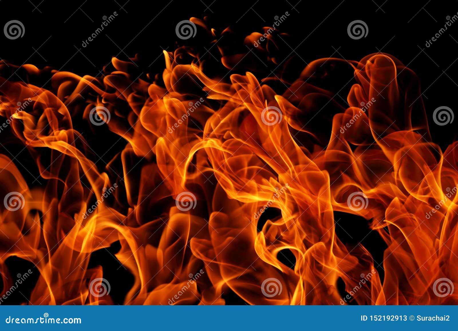 Movement of Fire Flames Isolated on Black Background Stock Image ...