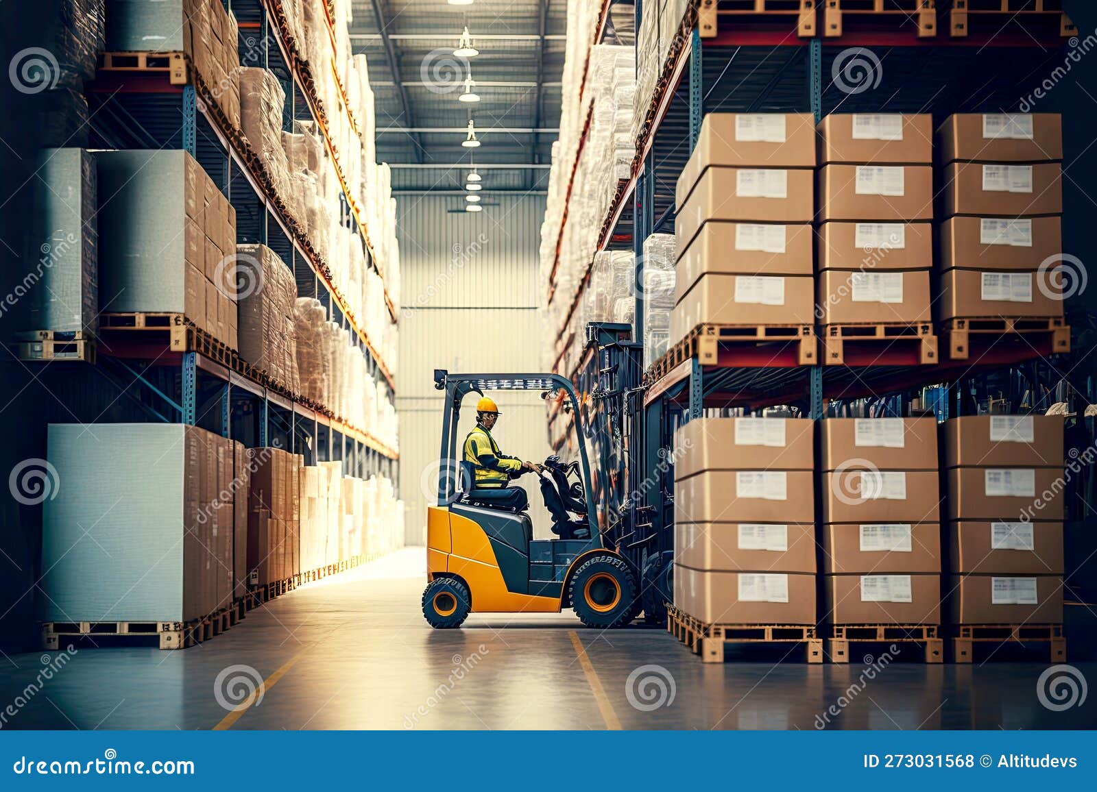 Movement Loading of Boxes on Racks in Warehouse Stock Illustration ...