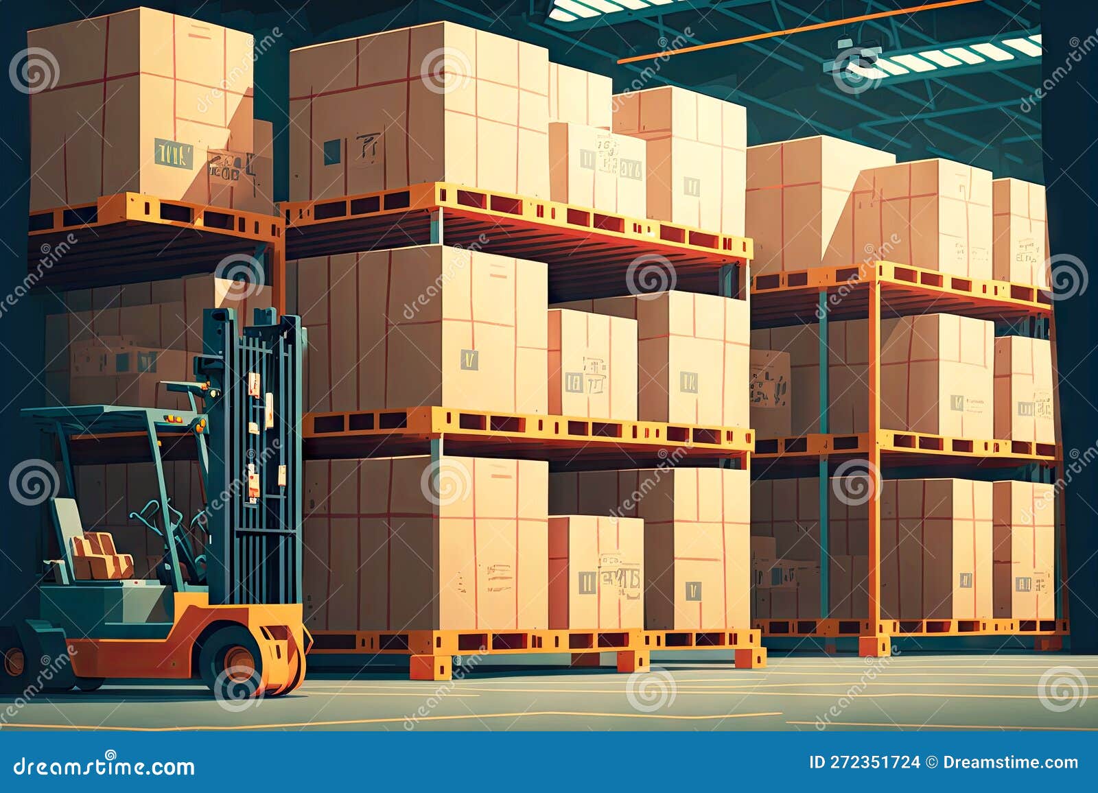 Movement Loading of Boxes on Racks in Warehouse Stock Illustration ...