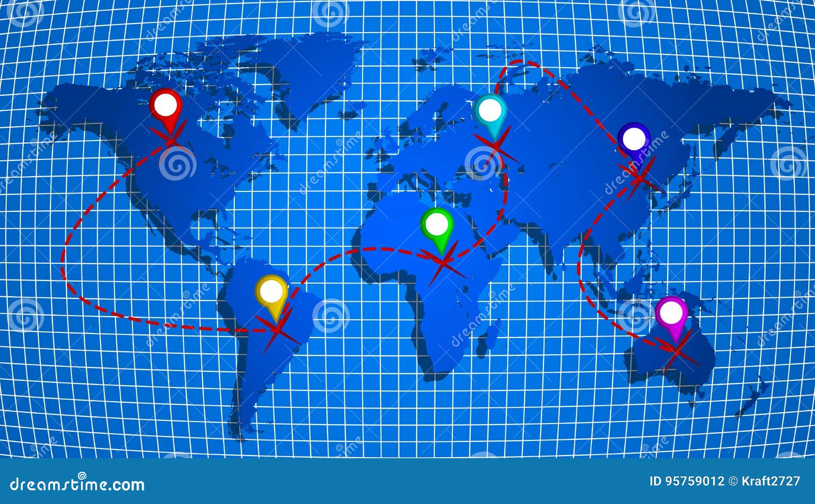 Movement on the Map of the Earth Stock Vector - Illustration of country ...