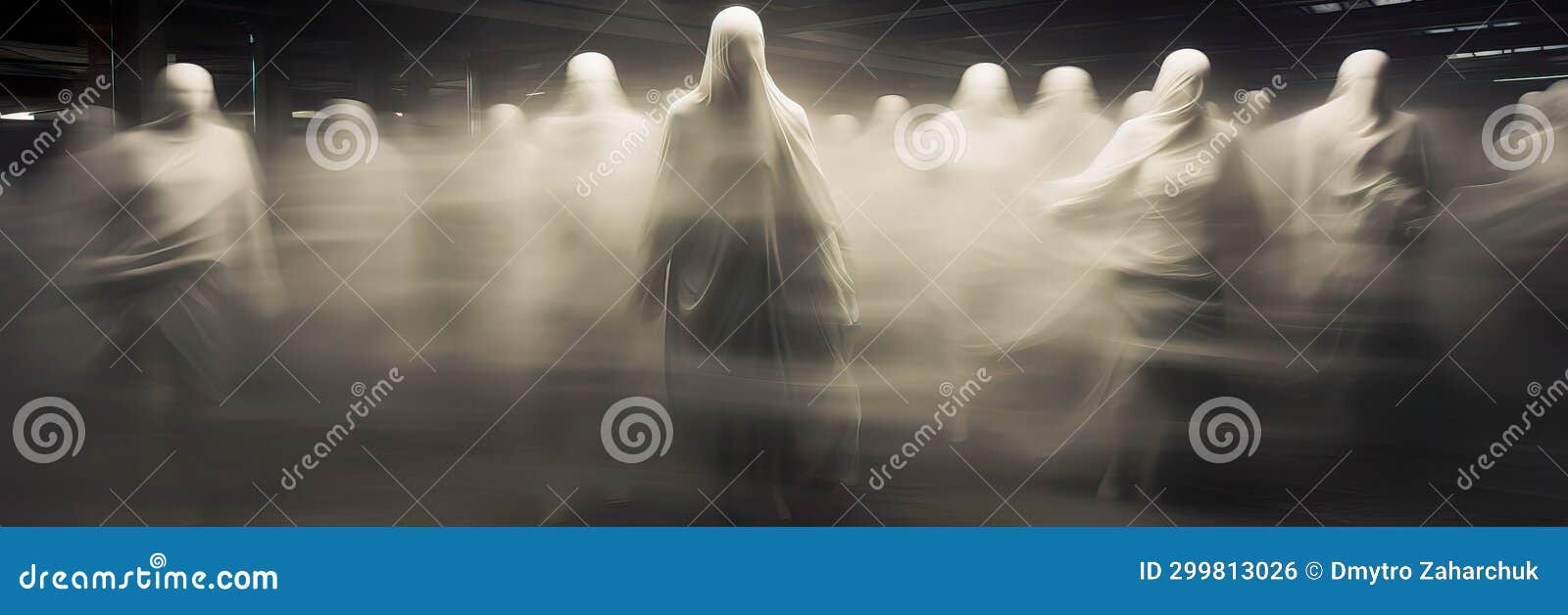 Movement of People in a Crowded Space, Creating Ghostly Figures with ...