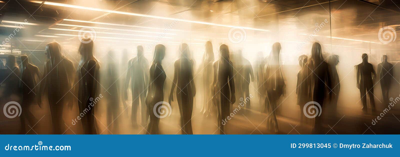 Movement of People in a Crowded Space, Creating Ghostly Figures with ...