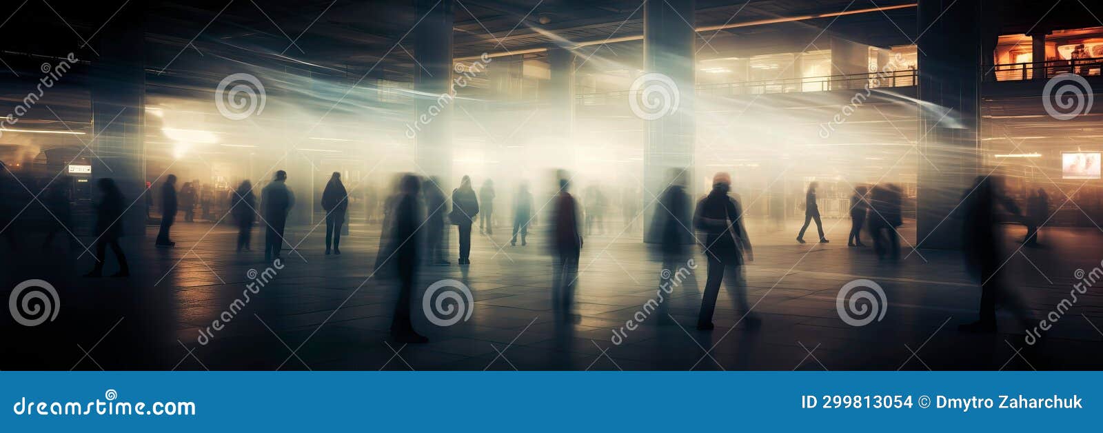 Movement of People in a Crowded Space, Creating Ghostly Figures with ...