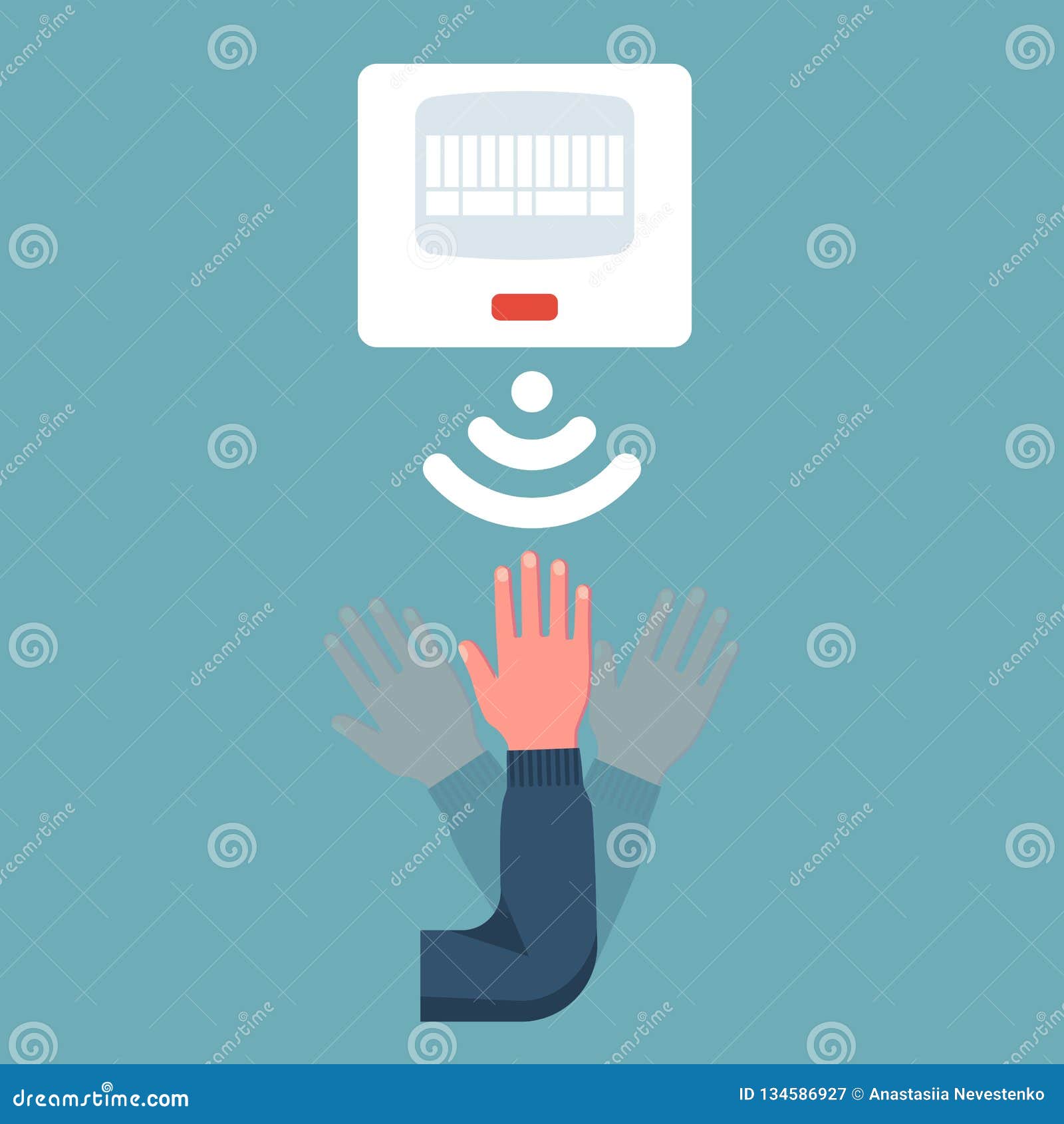 Movement Sensor. a Man Waves His Hand in Front of the Sensor Stock ...