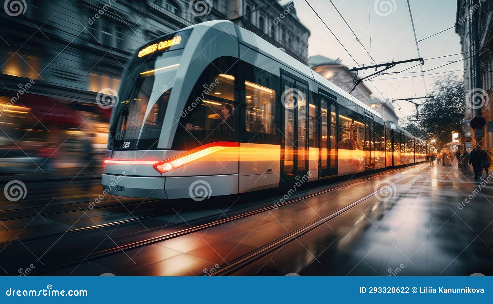 The Movement of a Tram or Light Rail System As it Traverses the City ...
