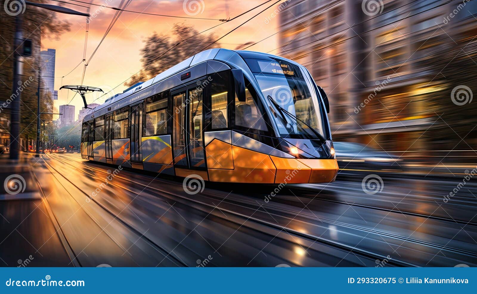 The Movement of a Tram or Light Rail System As it Traverses the City ...
