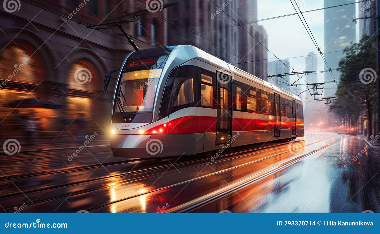 The Movement of a Tram or Light Rail System As it Traverses the City ...