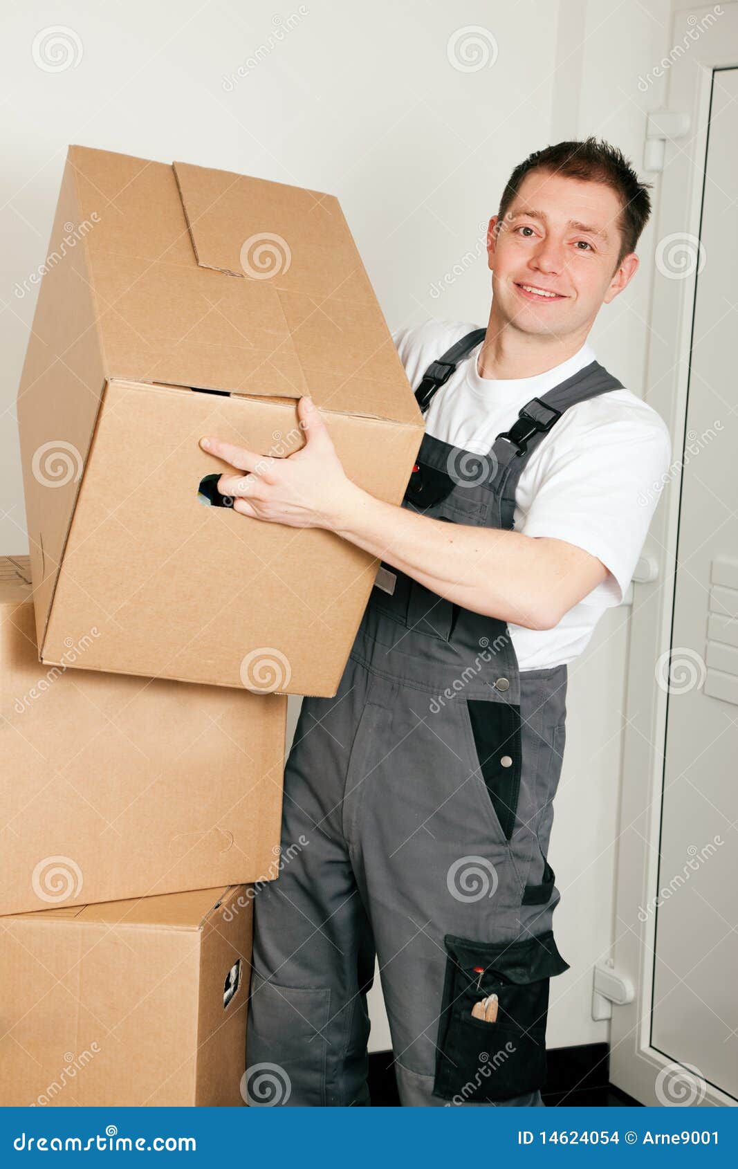Mover with Boxes in the Course of Relocation Stock Photo - Image of ...