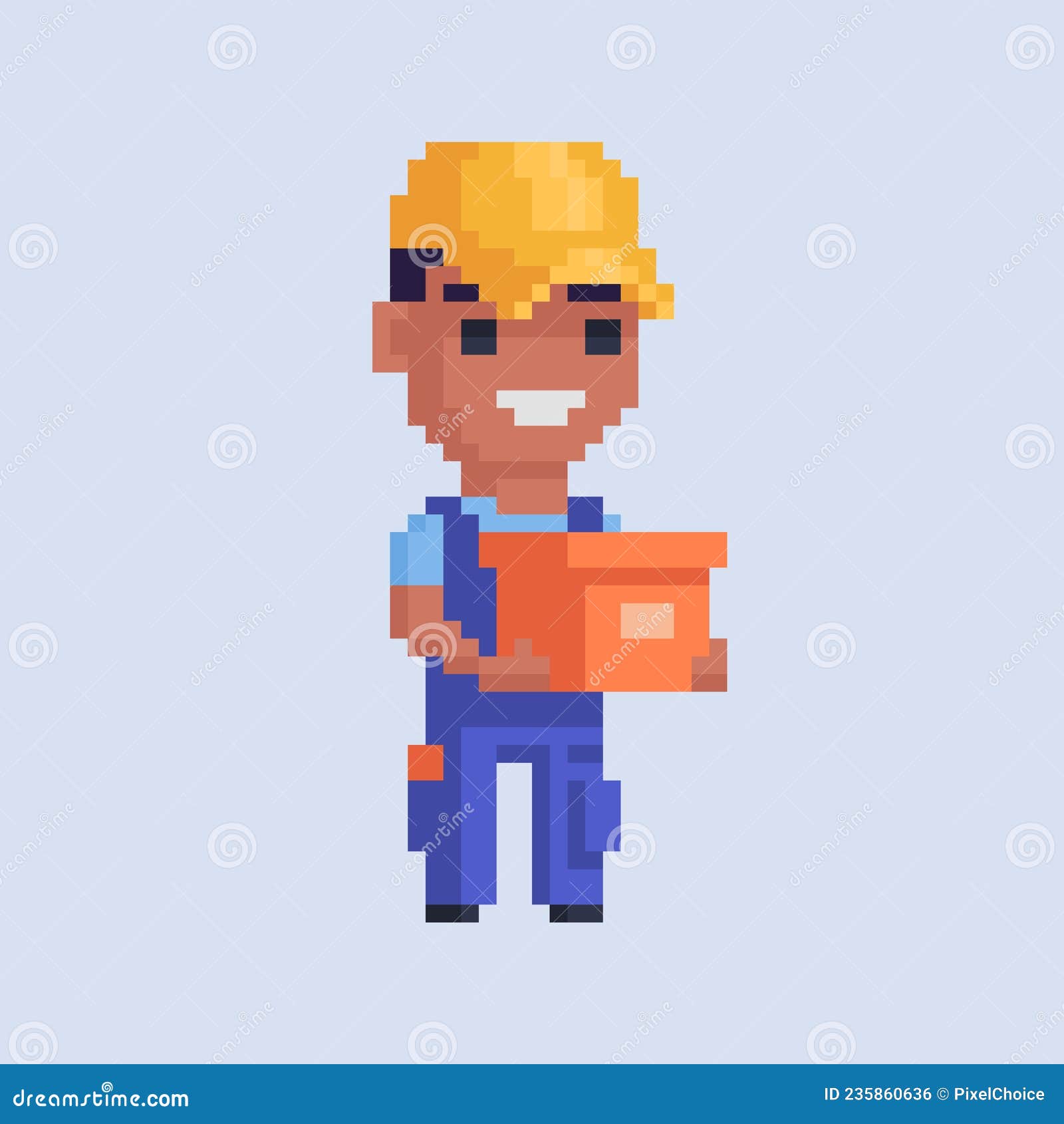 Mover Delivery Service Worker with Cardboard. Character Courier in ...