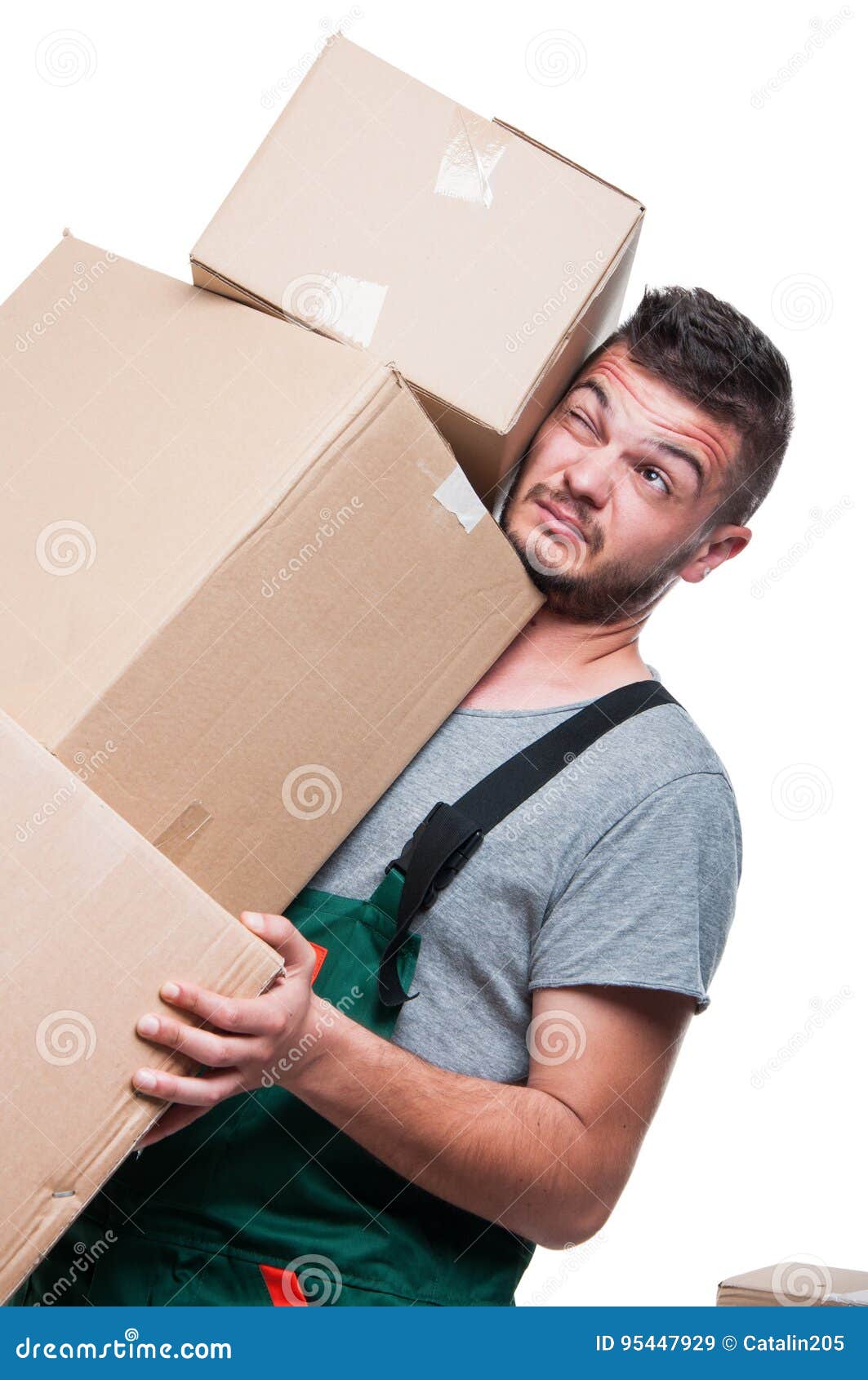 Mover Guy Carrying Bunch of Heavy Boxes Stock Image - Image of home ...