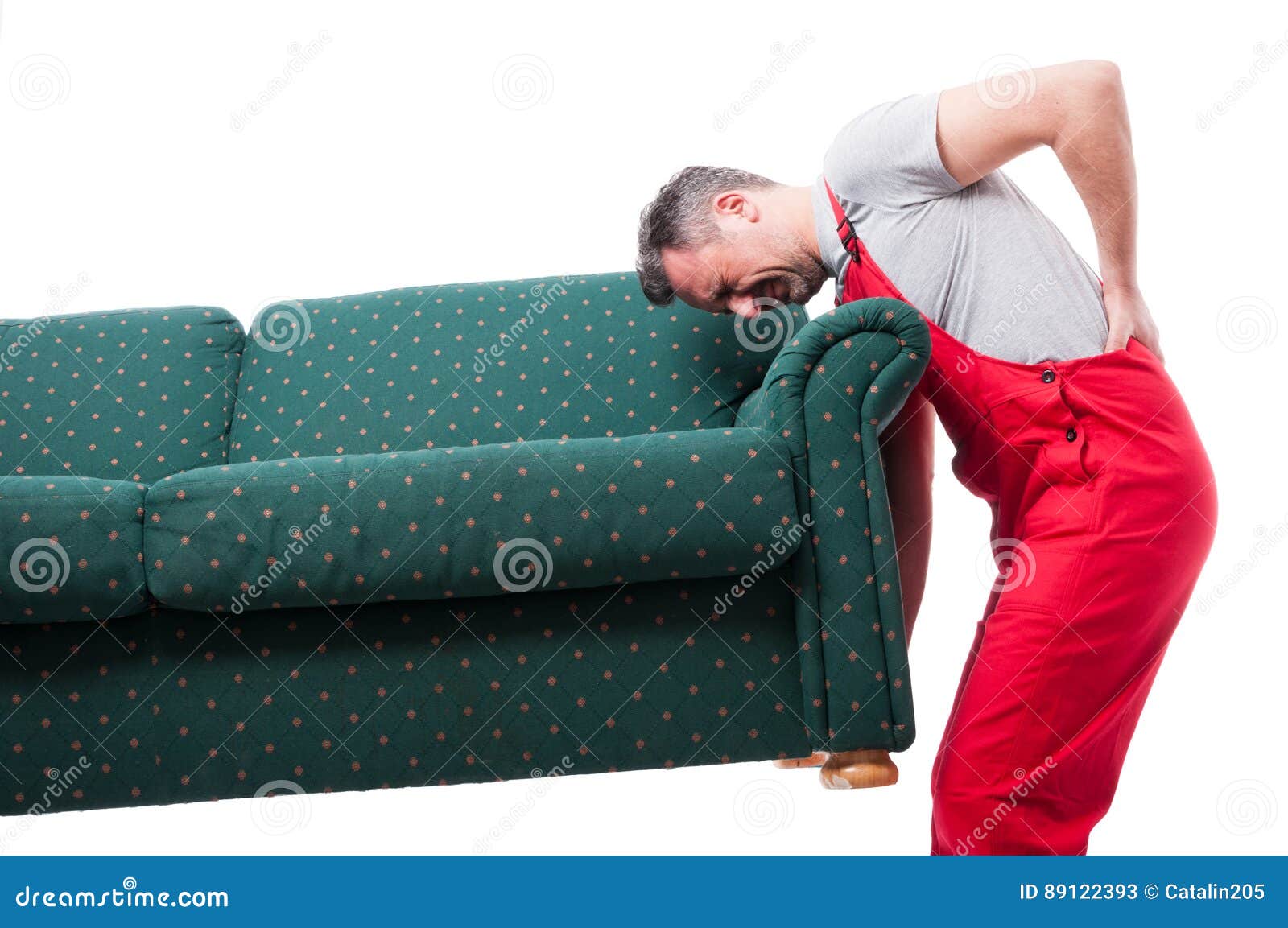 Mover Guy Holding Up Couch while Moving Stock Image - Image of home ...