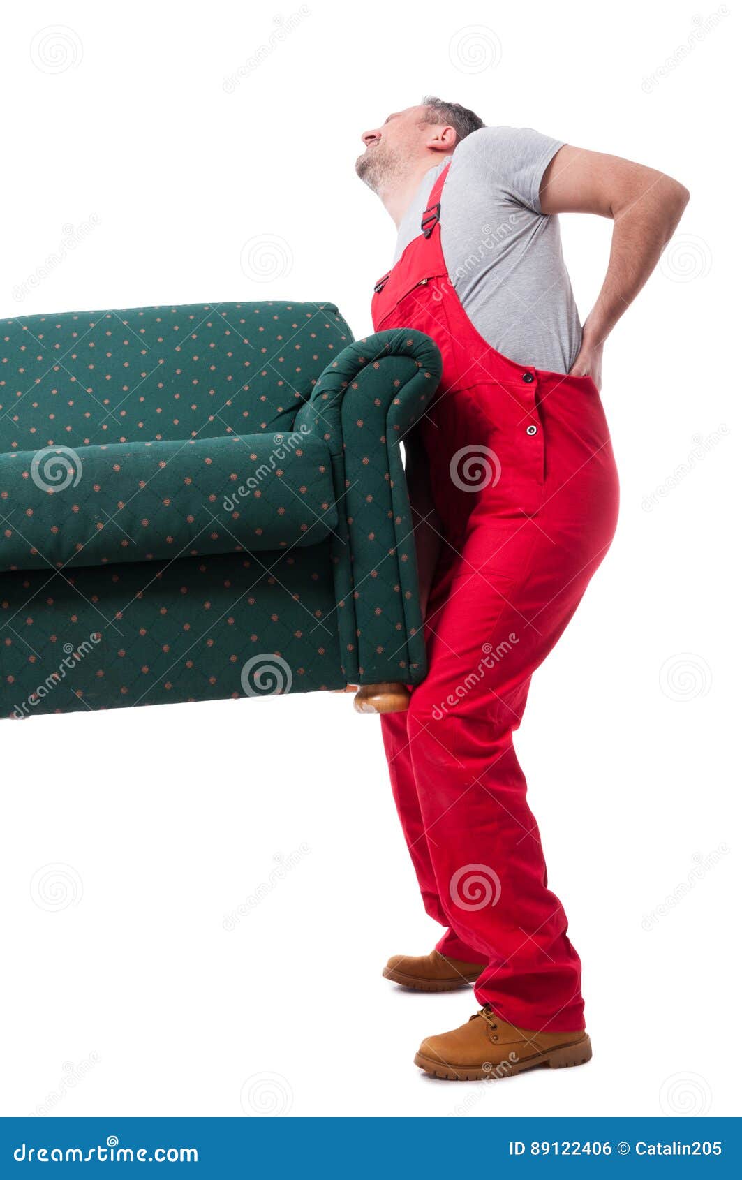 Mover Guy Holding Up Couch while Moving Stock Photo - Image of deliver ...