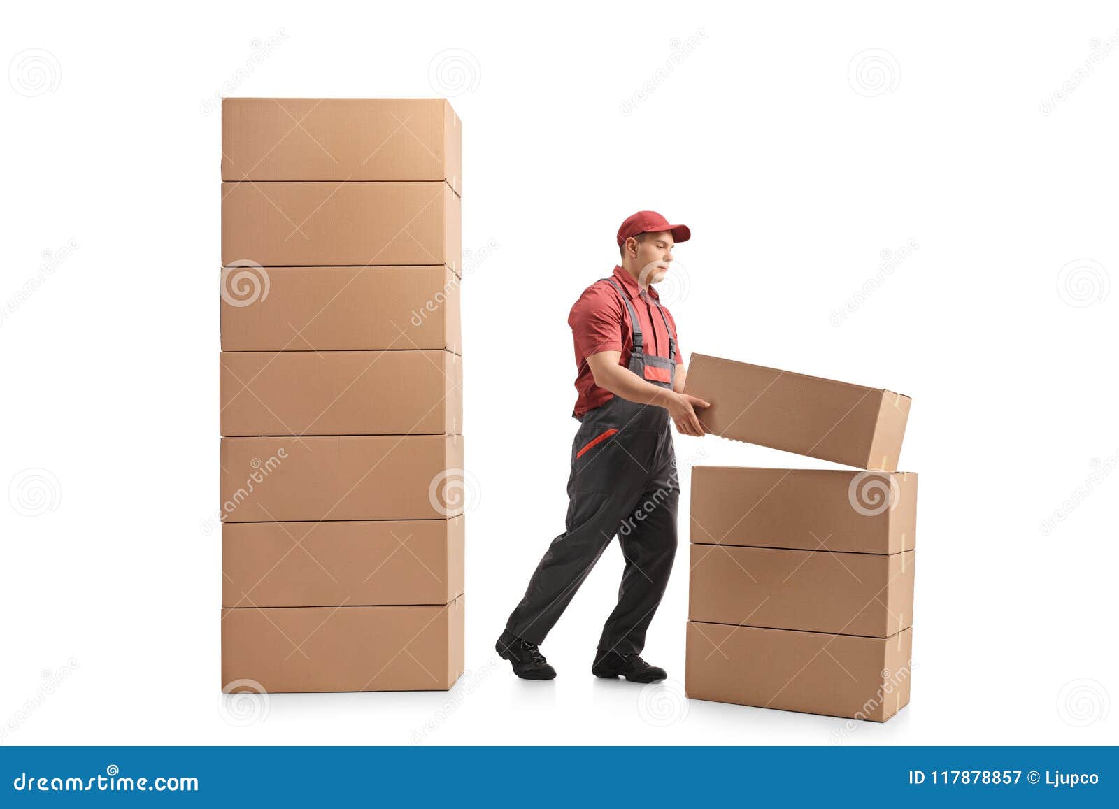 Mover Placing a Package on Top of a Stack of Packages Stock Image ...
