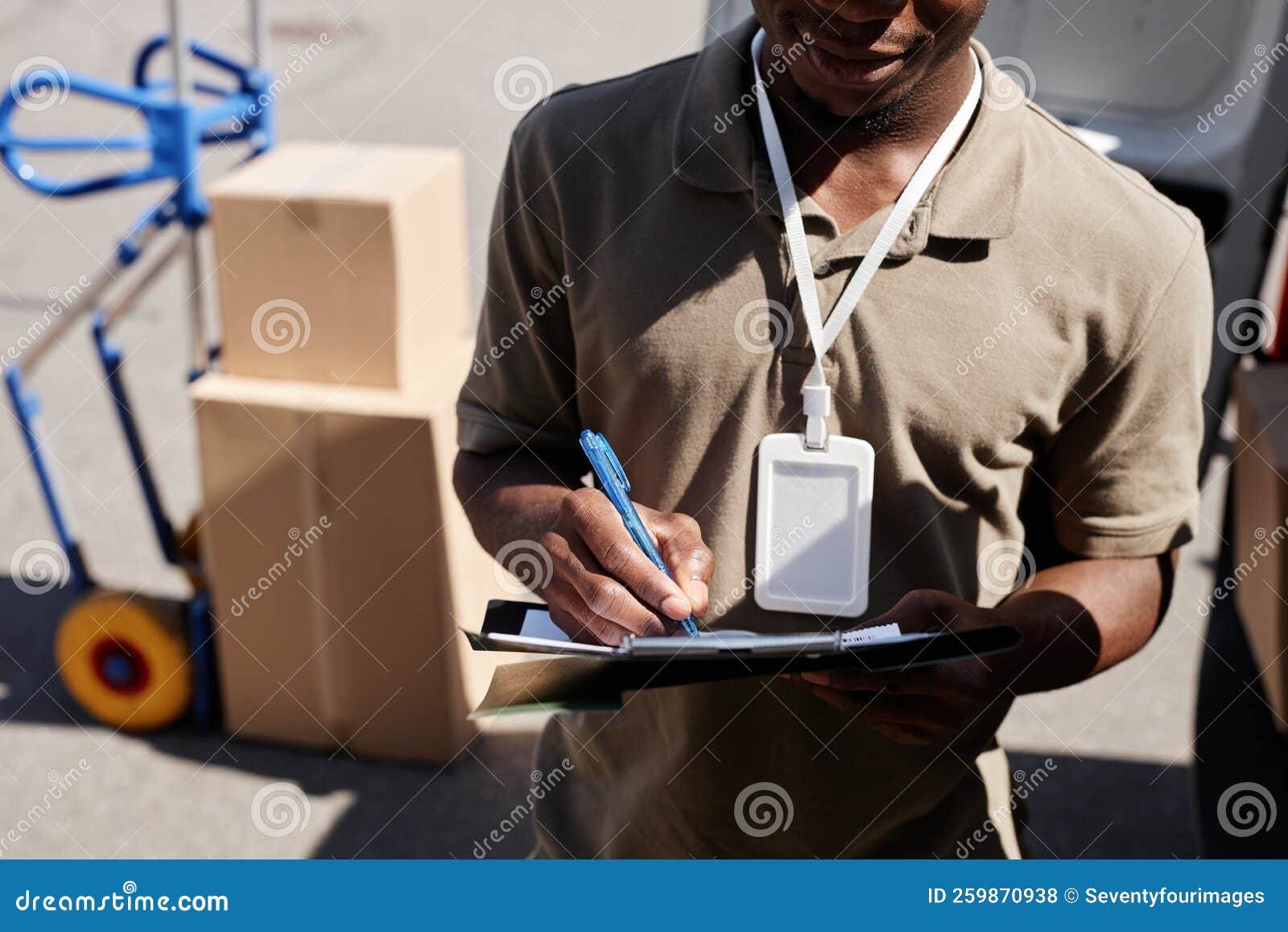 Mover Signing Papers stock photo. Image of trunk, truck - 259870938