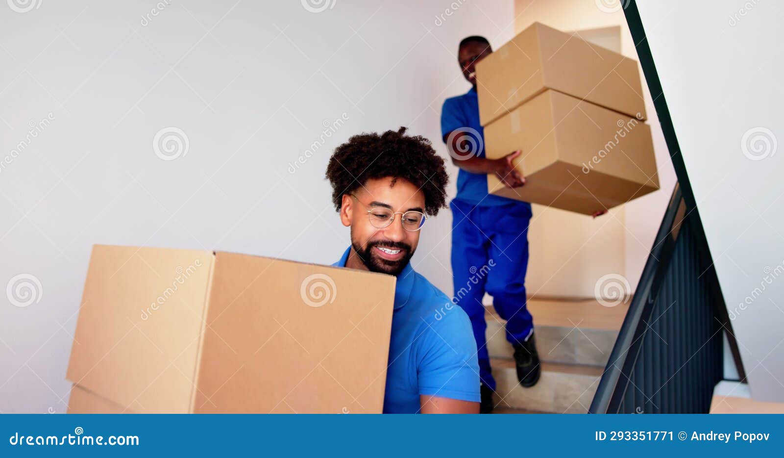 Movers Carrying Boxes stock image. Image of black, packing - 293351771