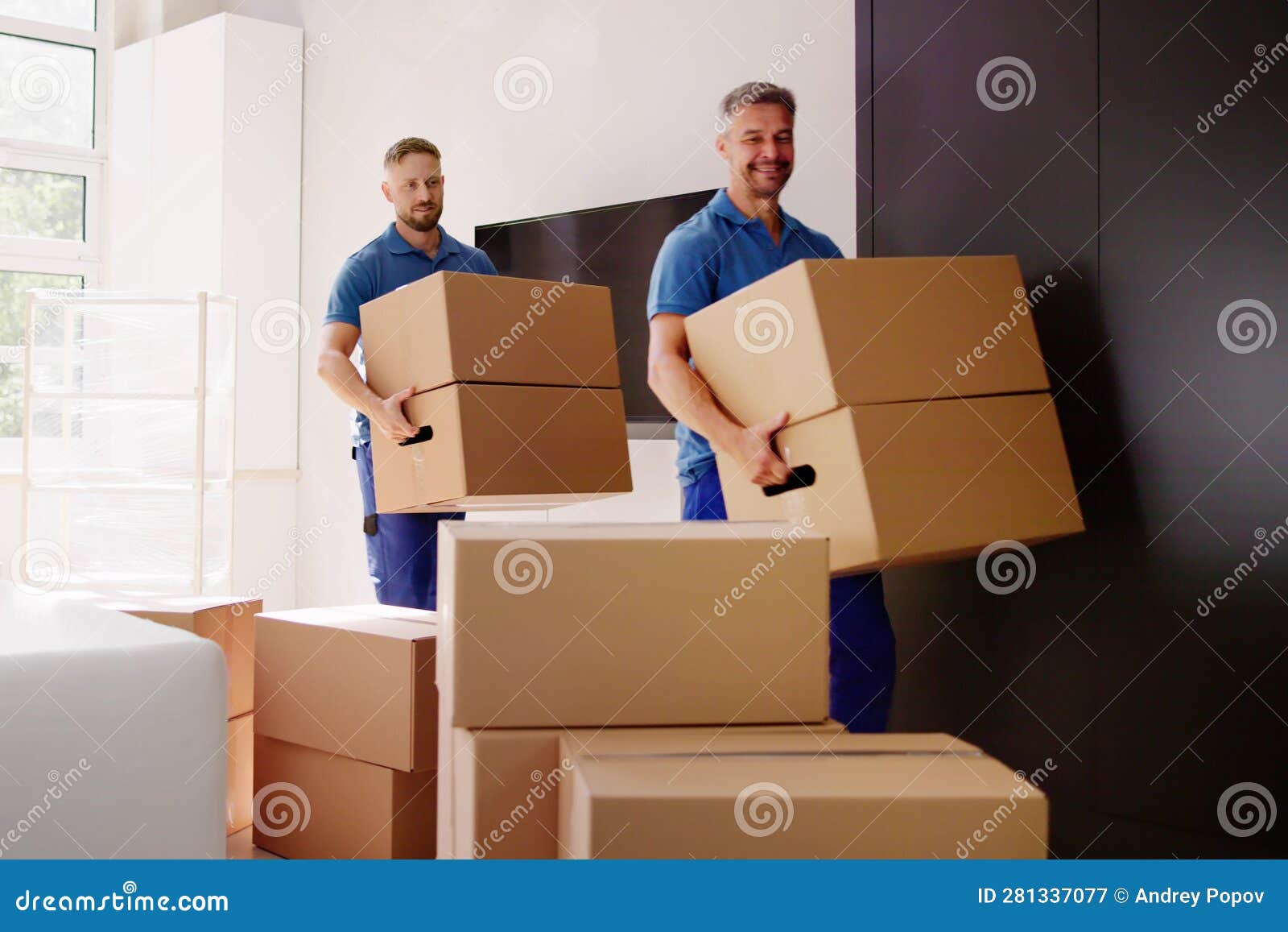 Packaging Boxes Stacked On Pallets Wating To Loading Into Cargo ...