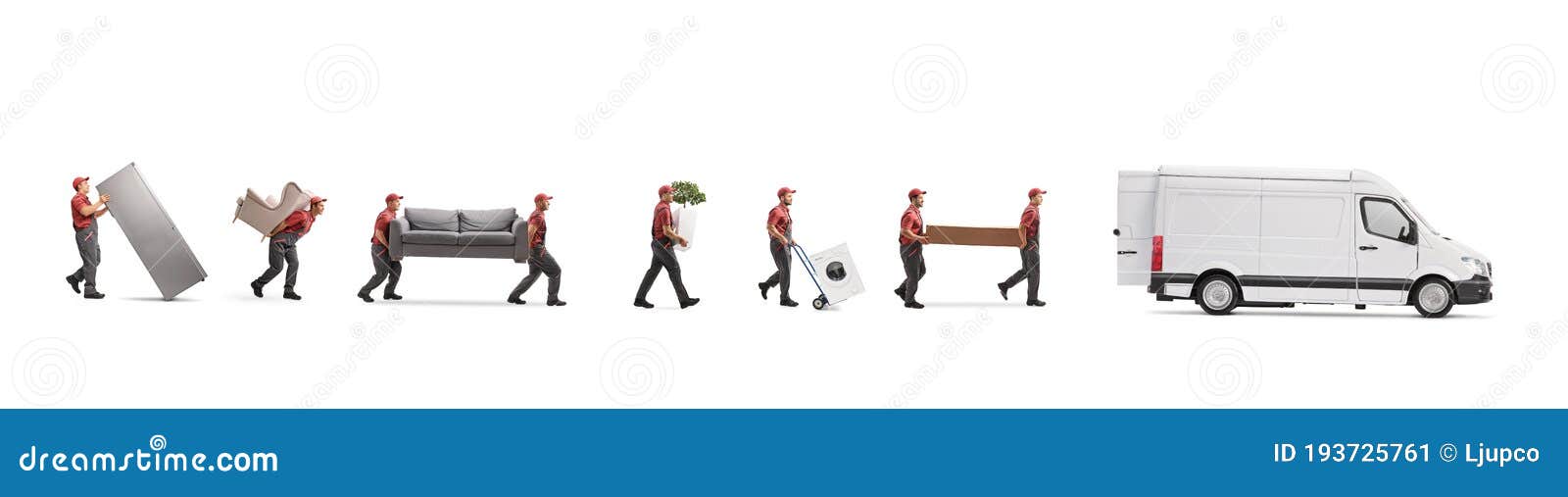 Movers Loading Household Items in a Van Stock Image - Image of holding ...