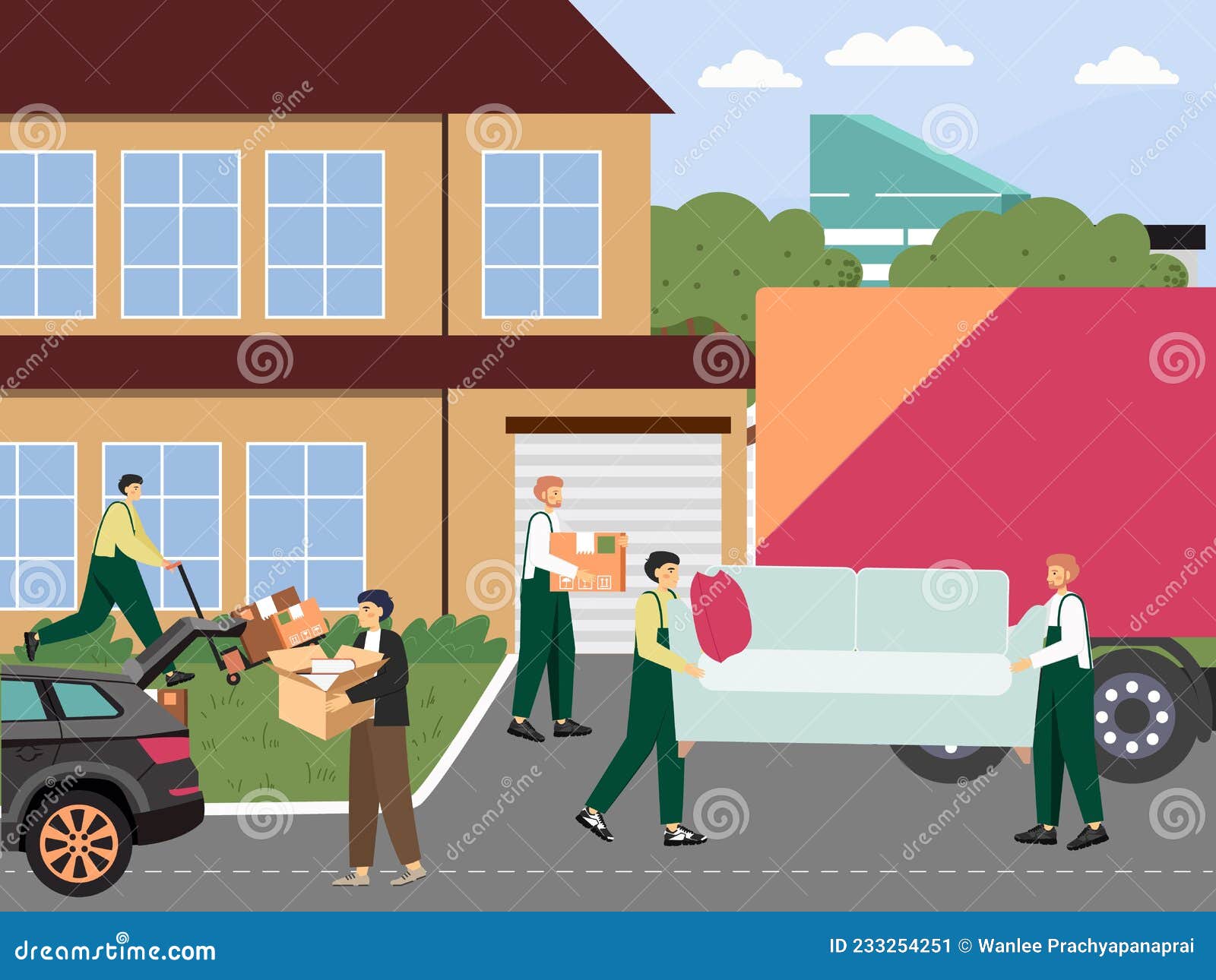 Loading And Moving. Distribution Center Vector Illustration ...