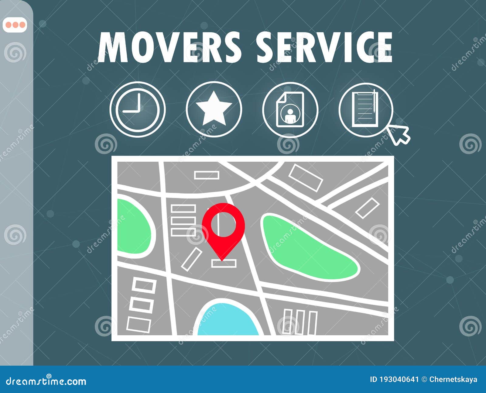 Movers Service. Illustration of Map and Location Symbol on Background ...