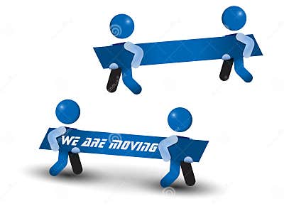 Movers Two Man Carrying we are Moving Signboard Stock Vector ...