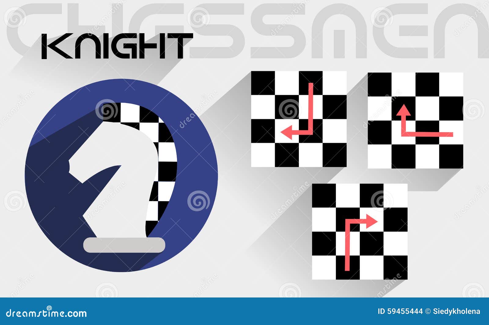 The Moves of the Chess Knight Stock Illustration - Illustration of ...