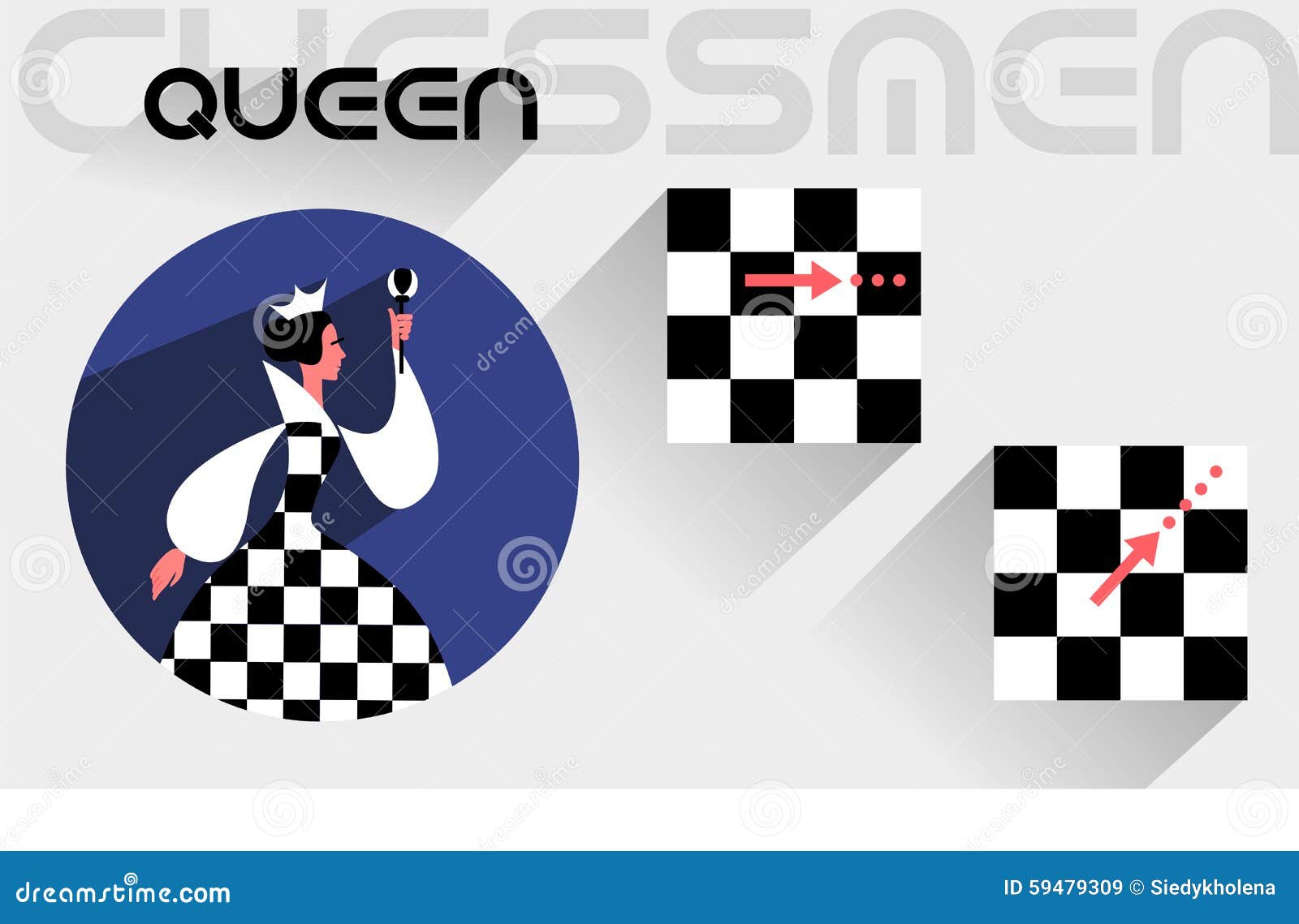 The Moves of the Chess Queen Stock Illustration - Illustration of king ...