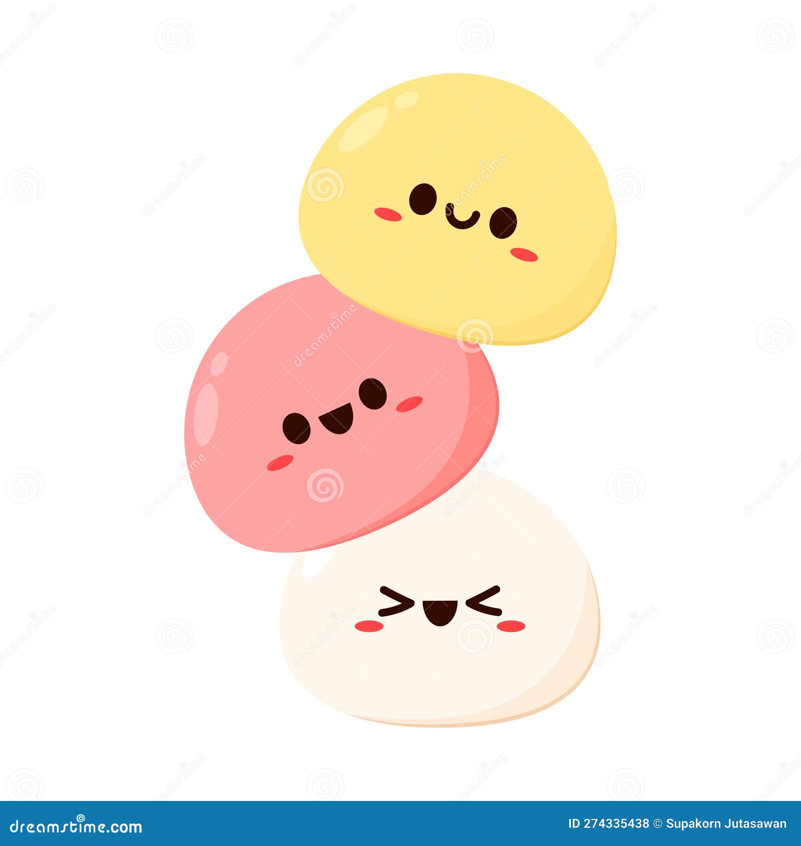Cute Mochi Daifuku Japanese Dessert Vector Illustration | CartoonDealer ...