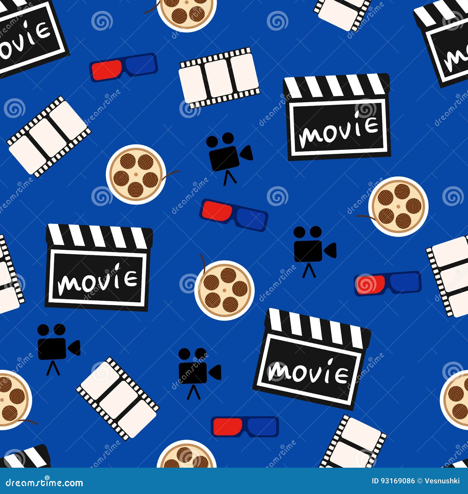 Movie Abstract Seamless Pattern, Movie Background Vector Stock Vector ...