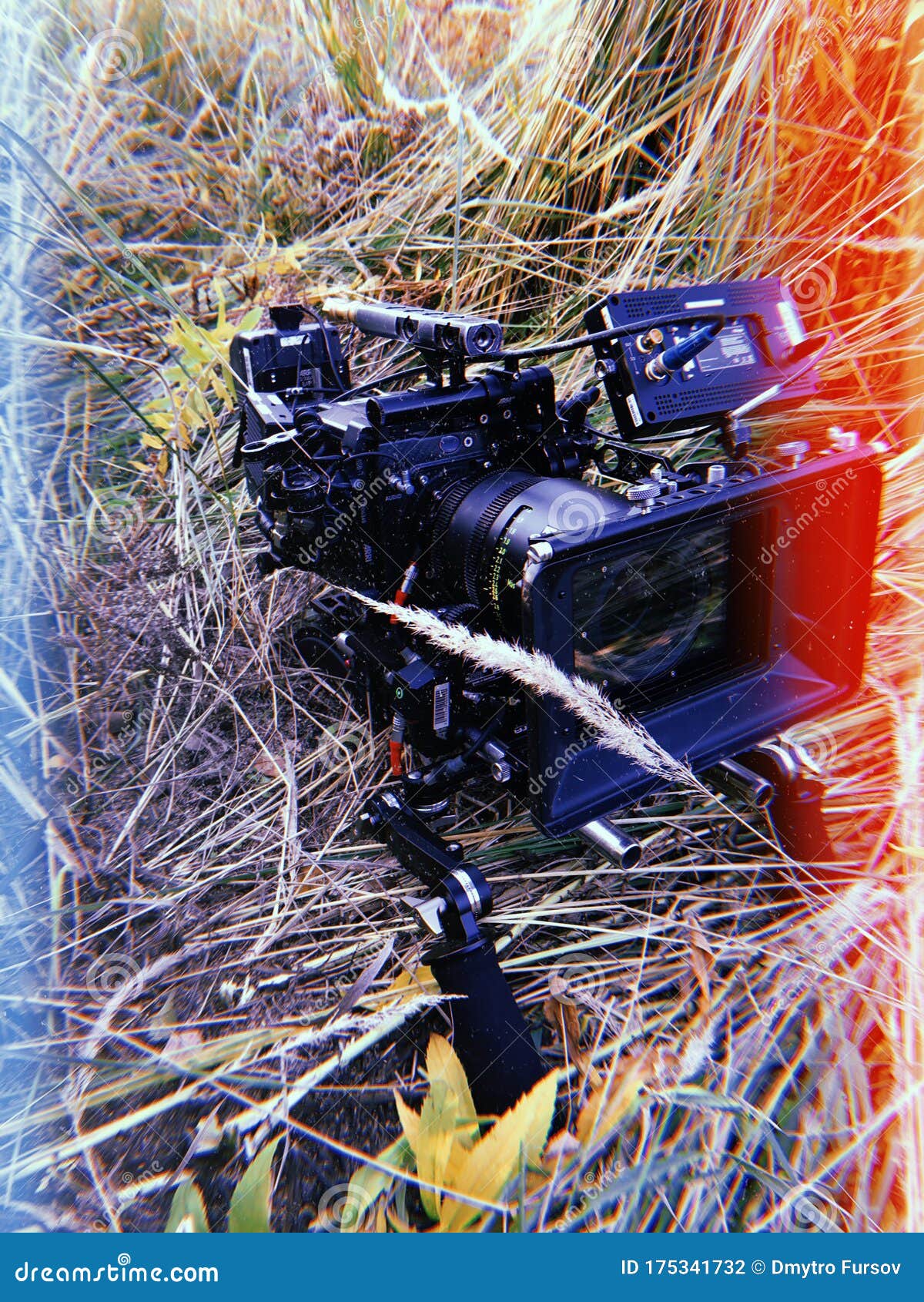 Movie camera on field stock photo. Image of club, digital - 175341732