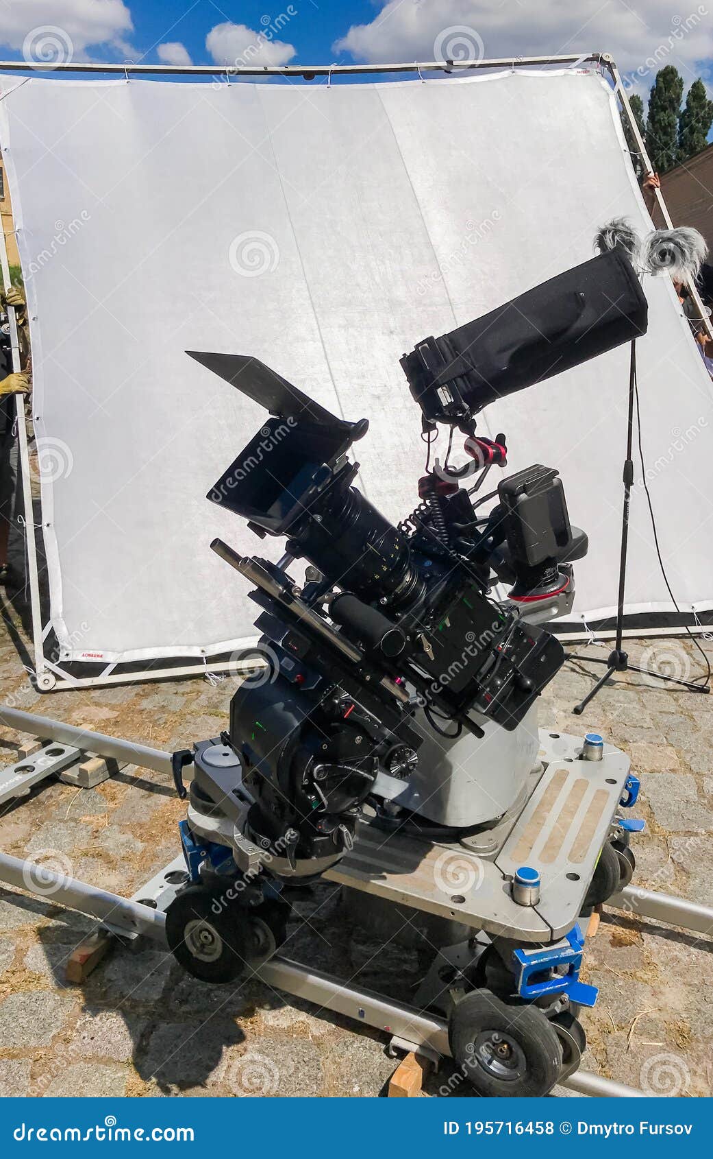 Movie camera on the slider stock photo. Image of music - 195716458