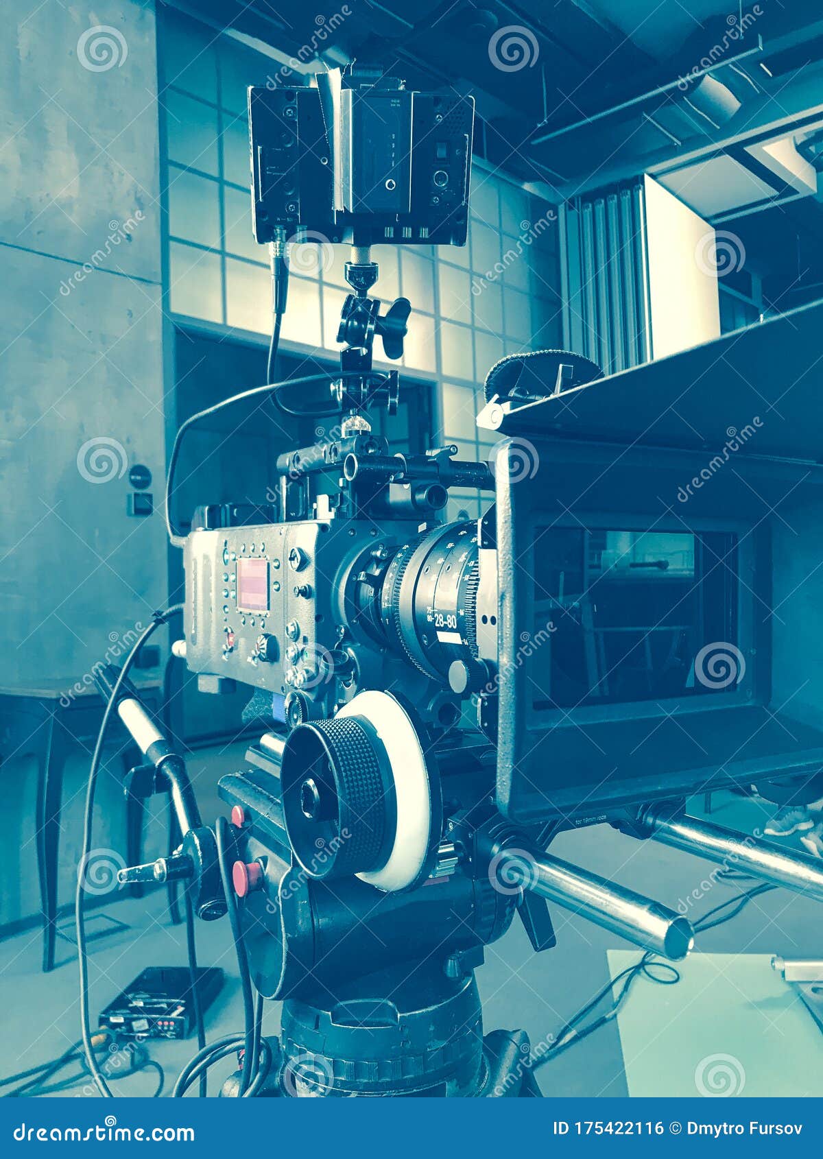 Movie camera on the tripod stock photo. Image of live - 175422116