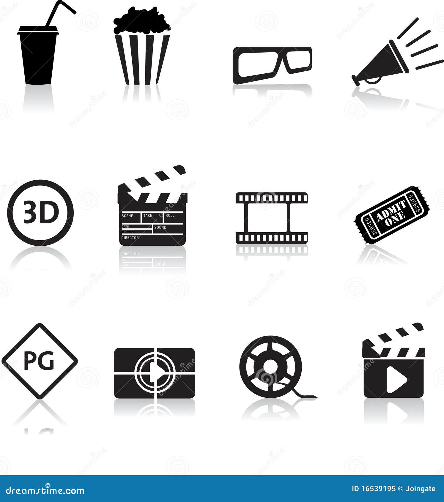 Movie and cinema icon set stock vector. Illustration of filmstrip ...