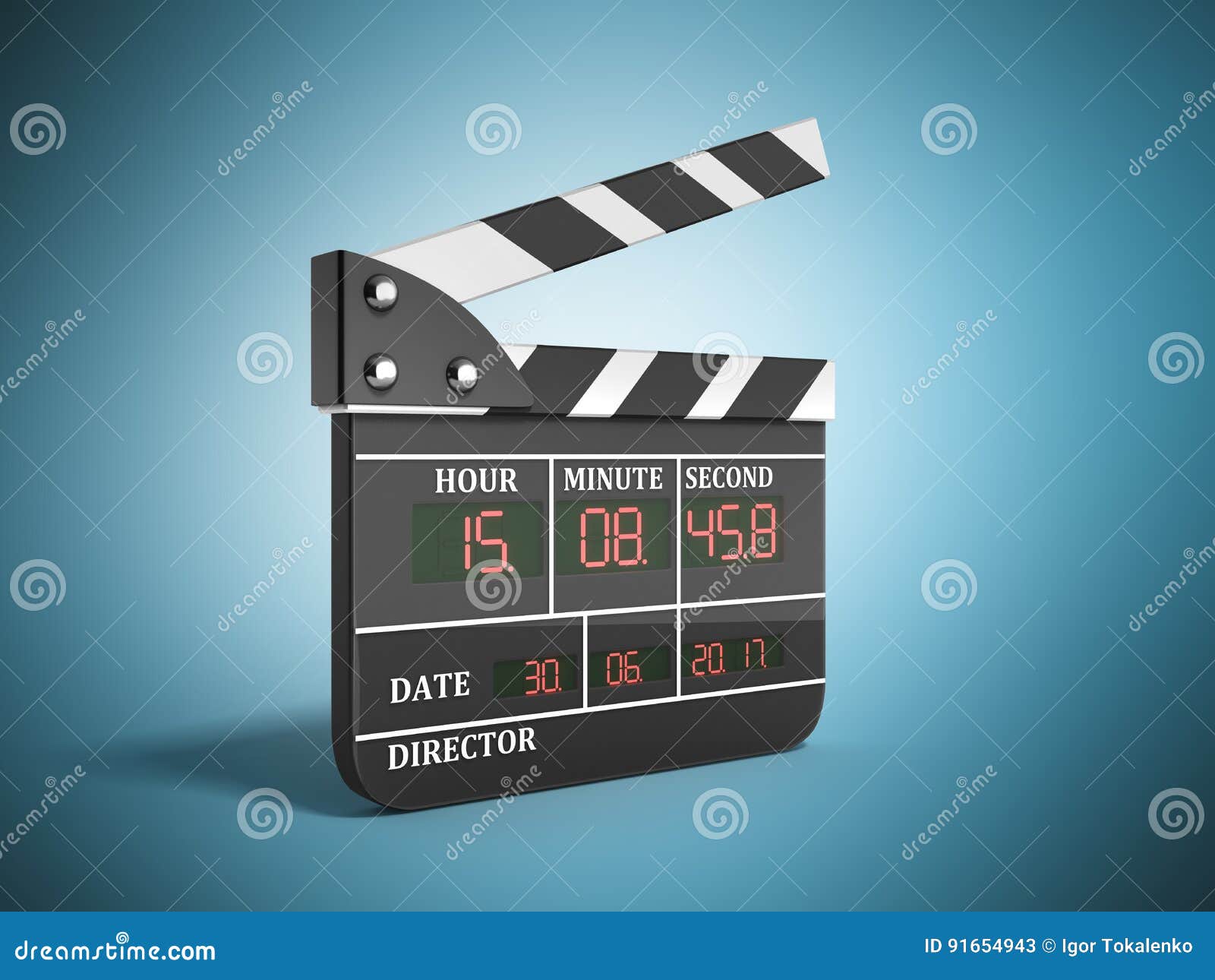 Movie Clapper Board High Quality 3d Render on Blue Stock Illustration ...