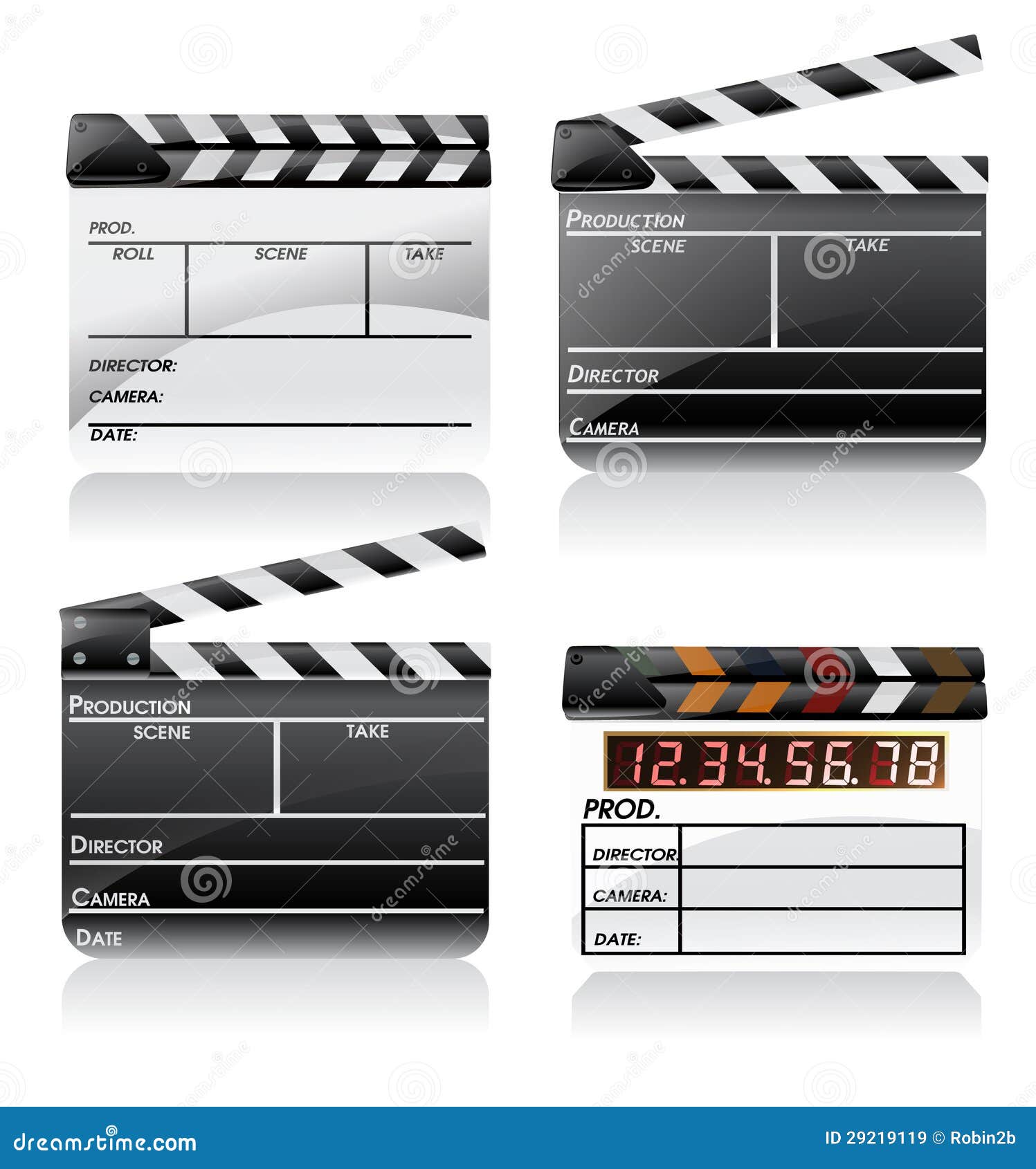 Movie clapper board set stock vector. Illustration of clapper - 29219119